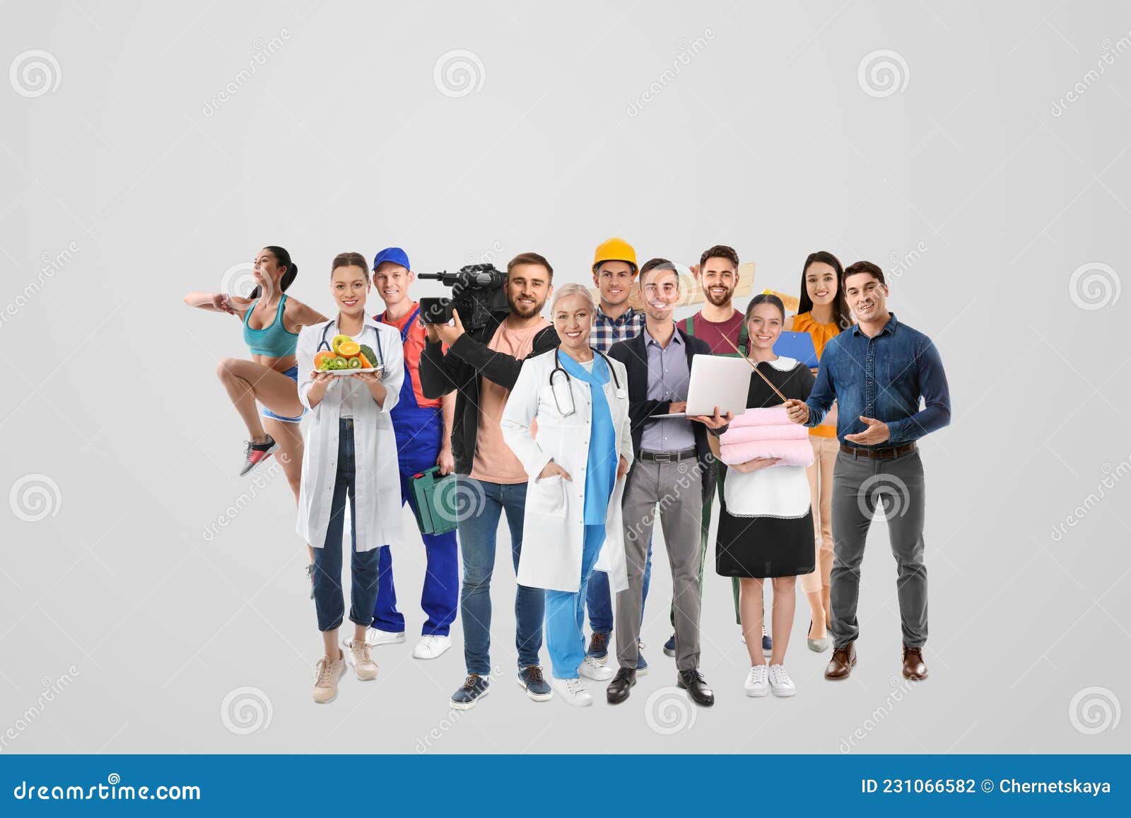 Choosing Profession. People of Different Occupations on Light ...