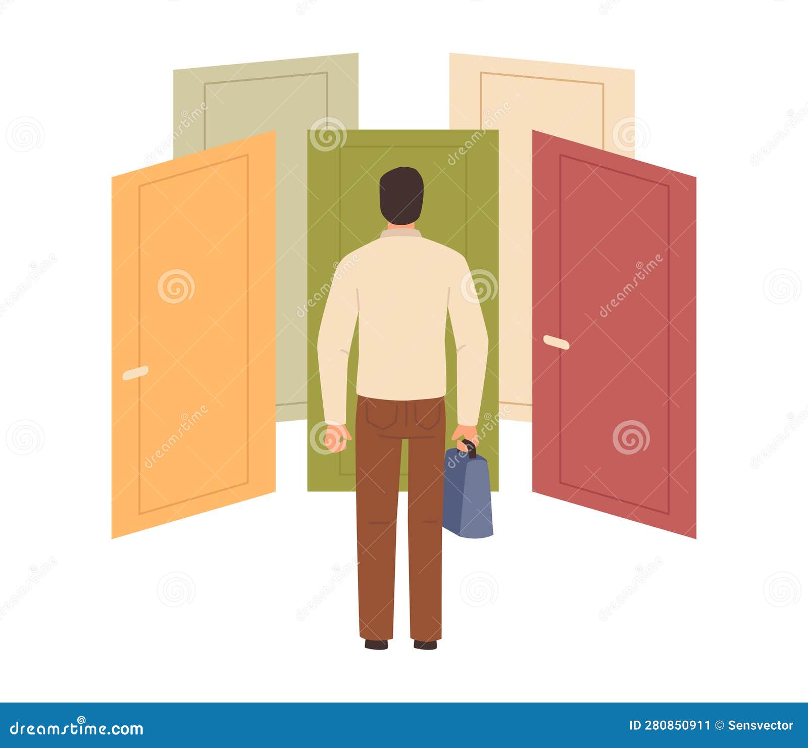 Choosing Right Door. Life Choice, Puzzled Man Stock Vector ... Choosing Right Door. Life Choice, Puzzled Man Stock Vector ...