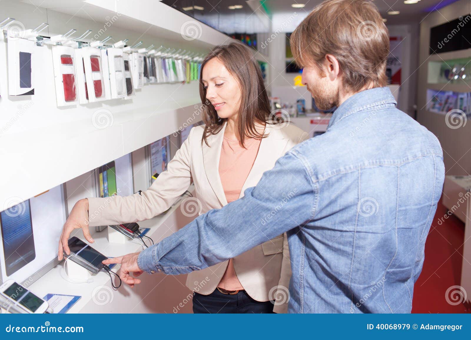 Choosing a smart phone stock image. Image of blond, cellular - 40068979