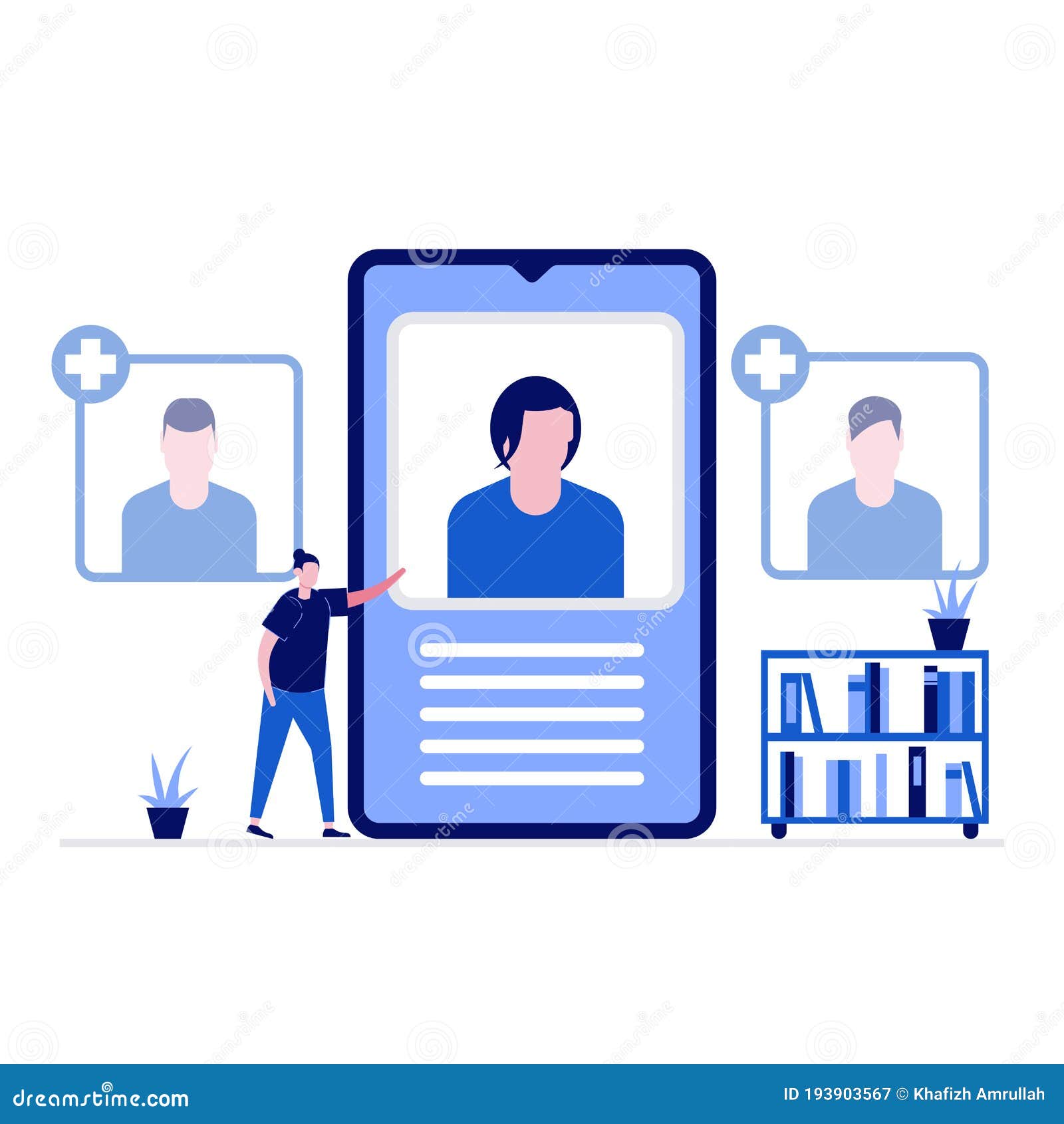 Choosing Teacher Online Concept with Characters. Student Selecting ...