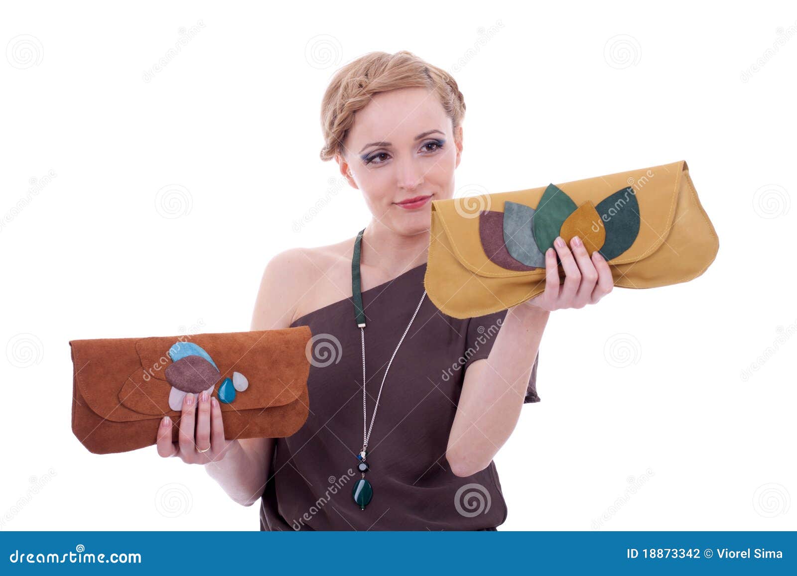 Choosing between Two Nice Purses Stock Photo - Image of bright, adult ...