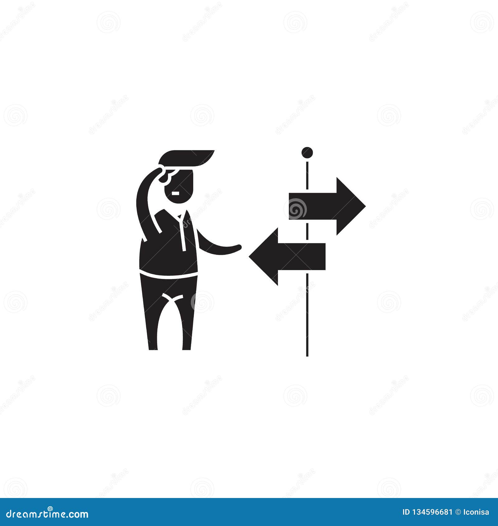Choosing Way Black Vector Concept Icon. Choosing Way Flat Illustration ...