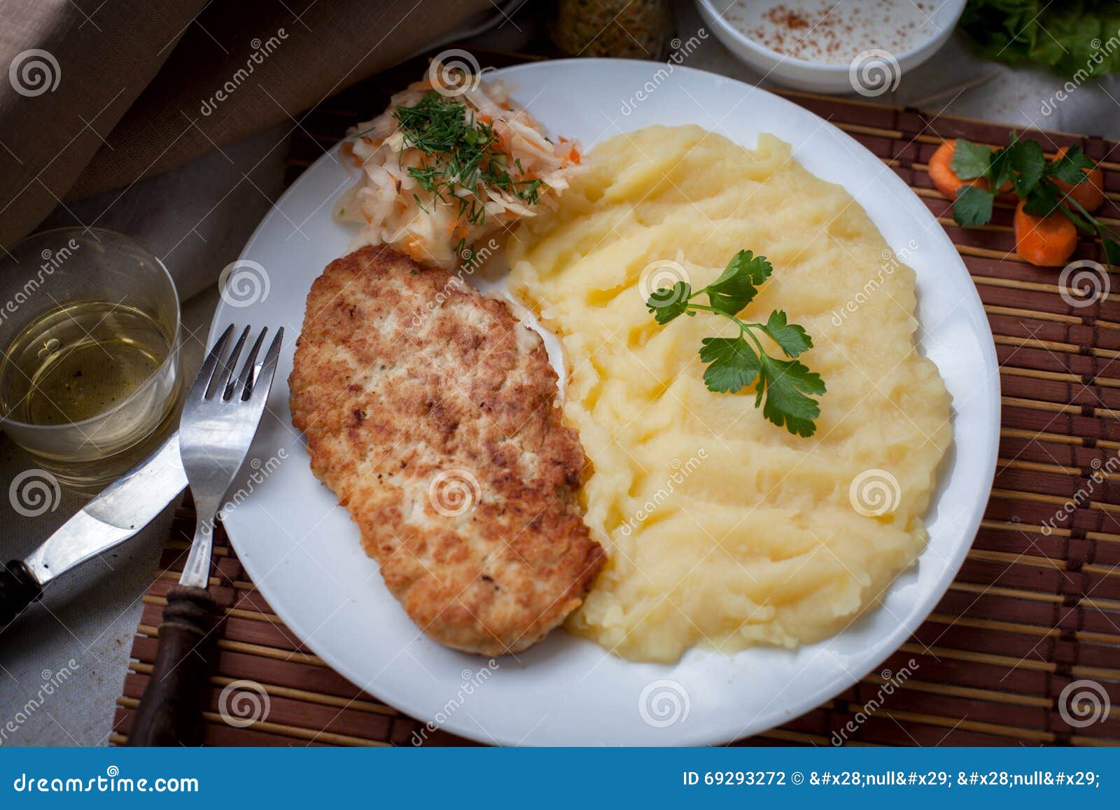 Chop with puree stock photo. Image of healthy, cuisine - 69293272
