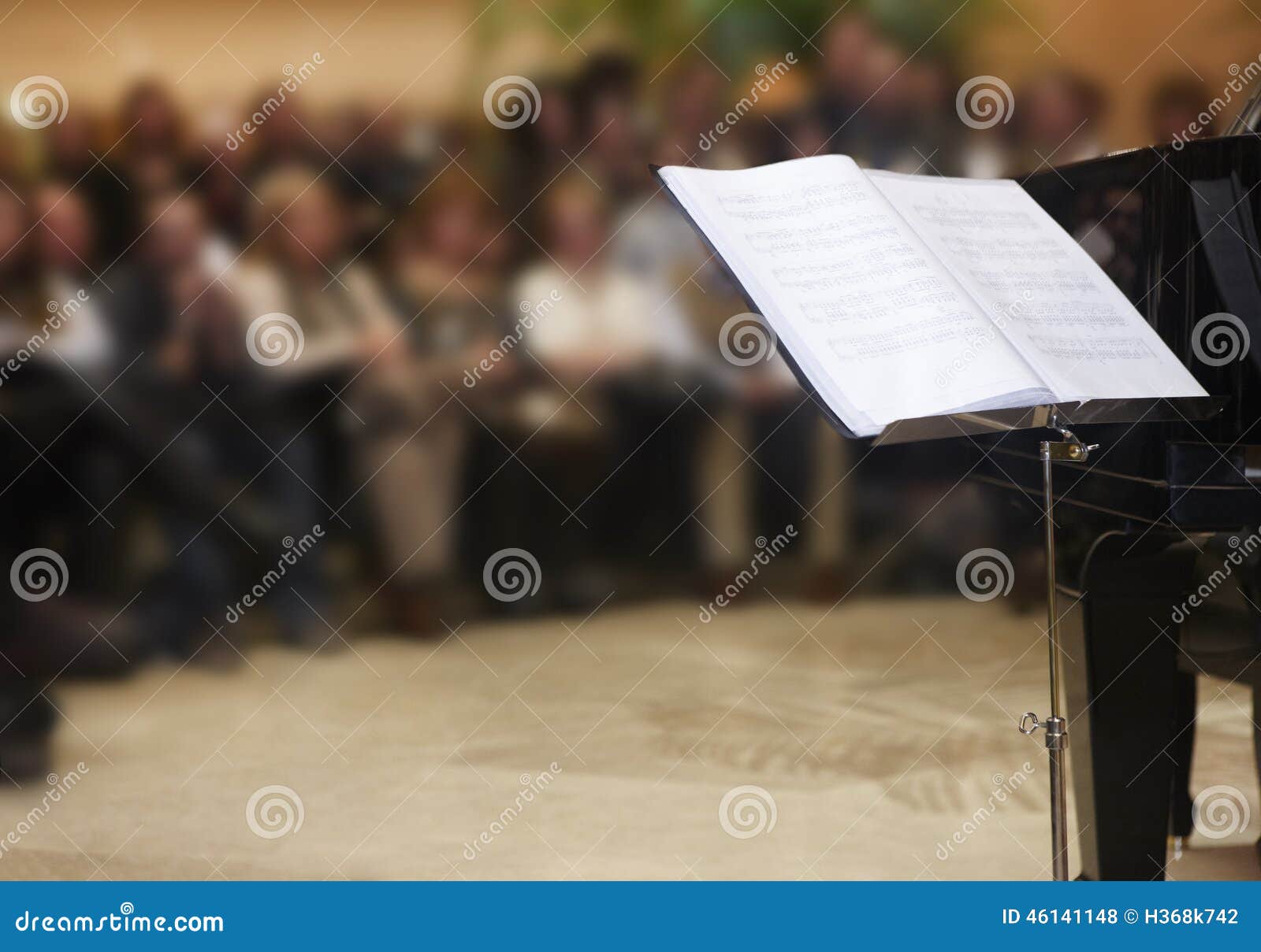 Chopin Classical Musical Score with Piano and People Background Stock ...