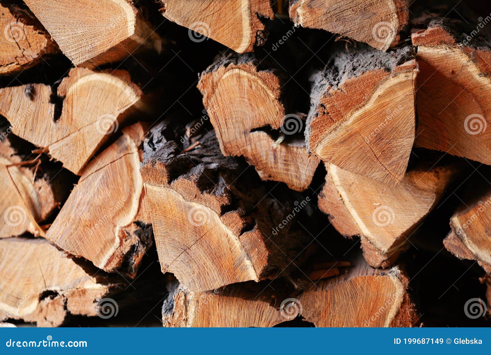 Chopped Firewood Stacked in Rows Close-up Stock Image - Image of wood ...