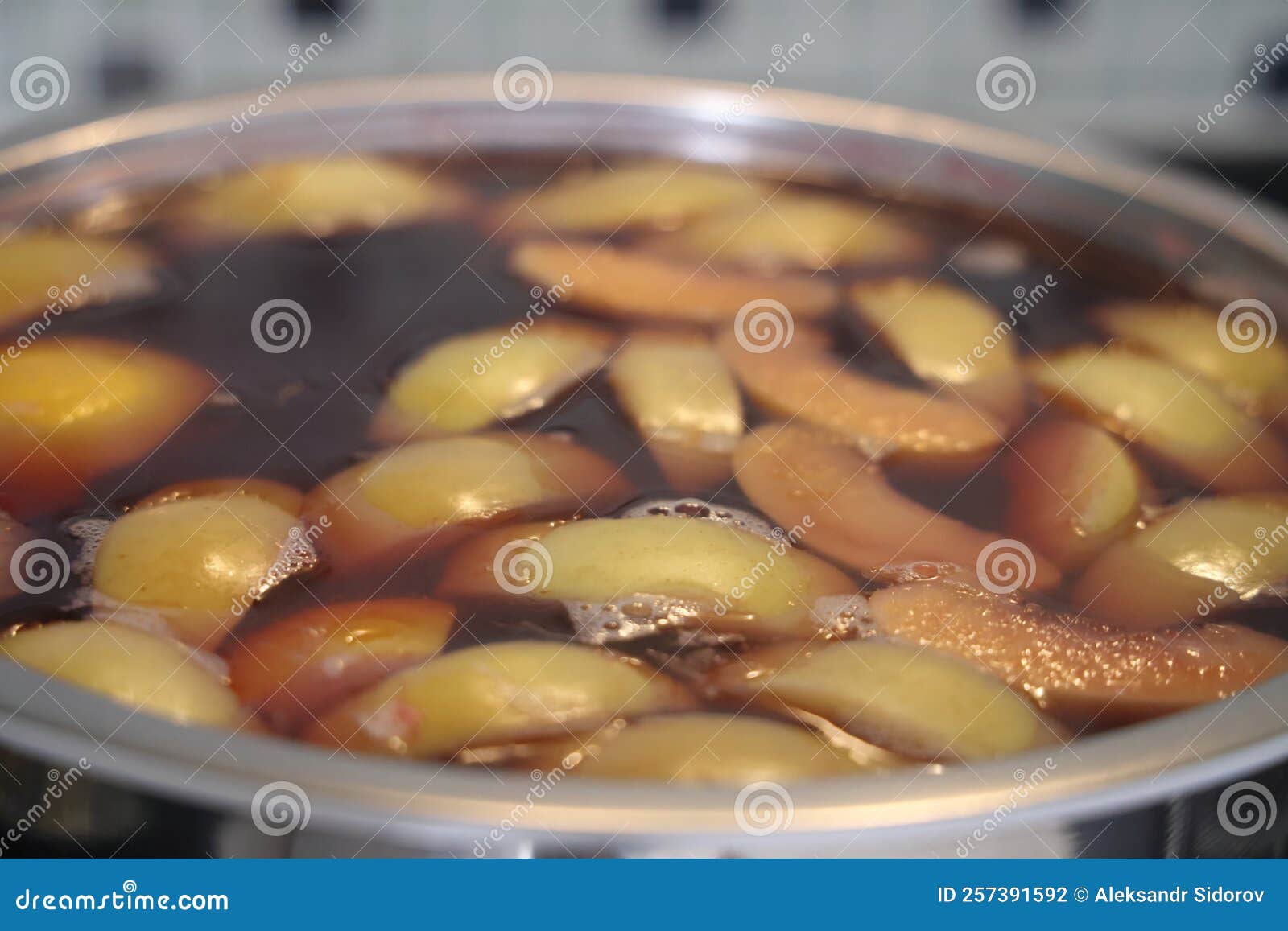 Chopped Apples are Boiled in a Saucepan. Compote. Stock Photo - Image ...