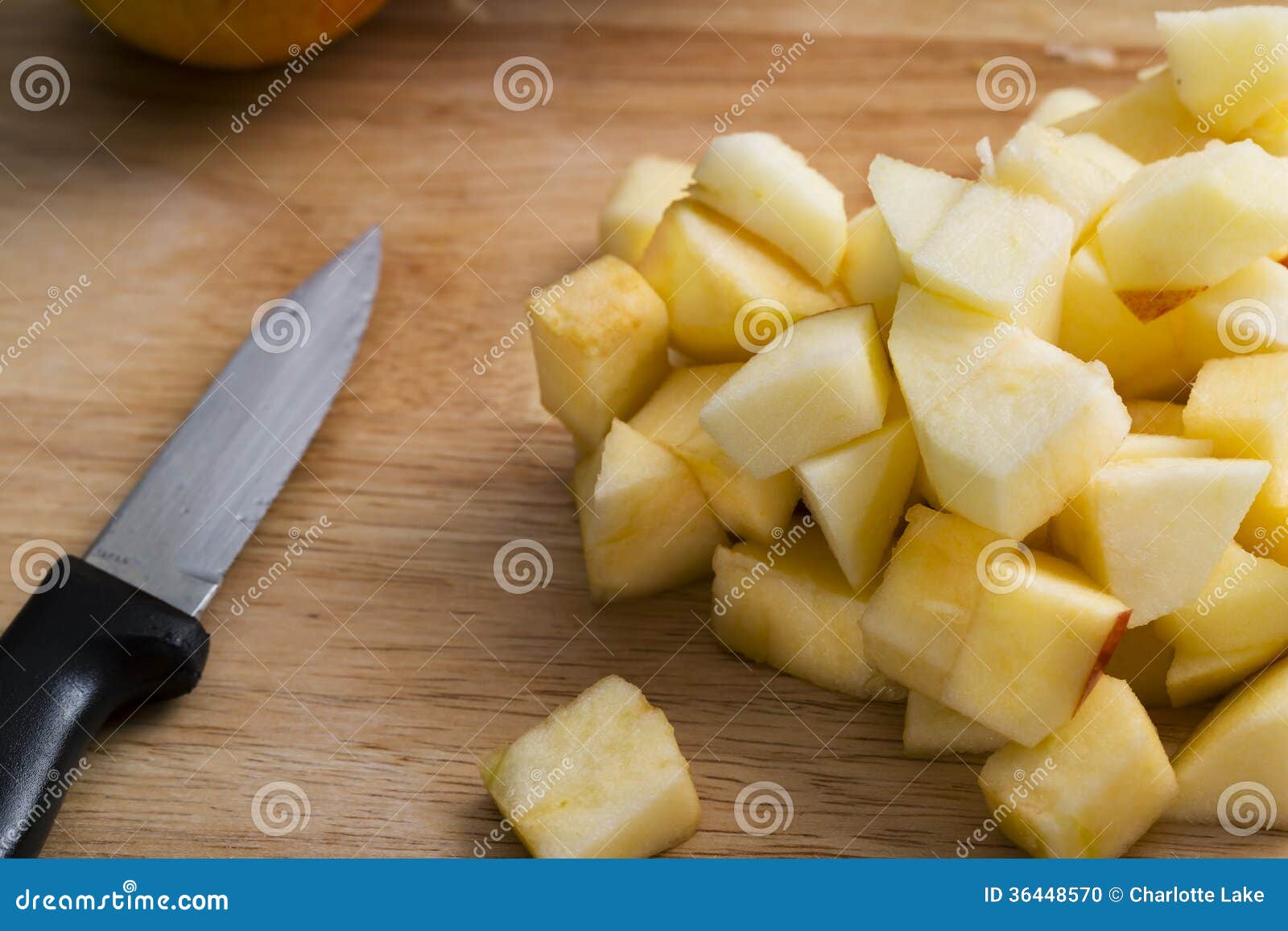 Chopped Apples stock photo. Image of food, knife, juicy - 36448570