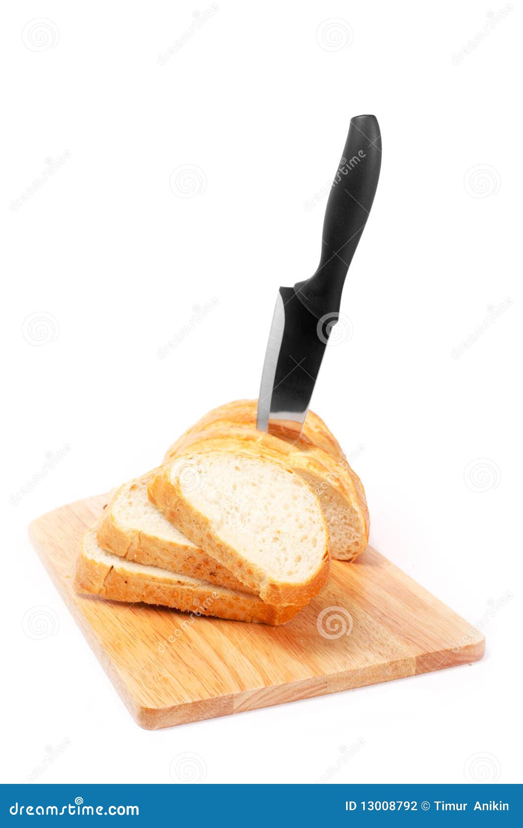 Chopped Bread with Knife and Wooden Board Stock Photo - Image of ...