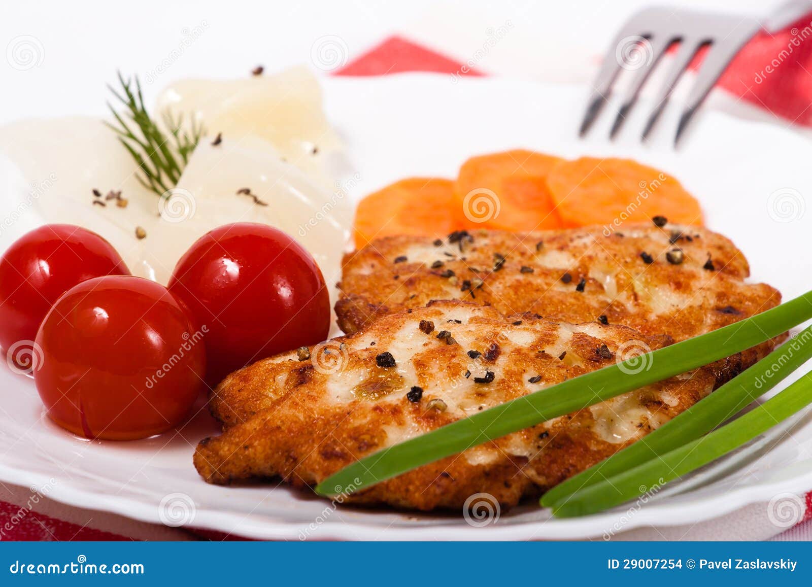 Chopped Chicken Meat Cutlet with Salty Tomatoes Stock Photo - Image of ...