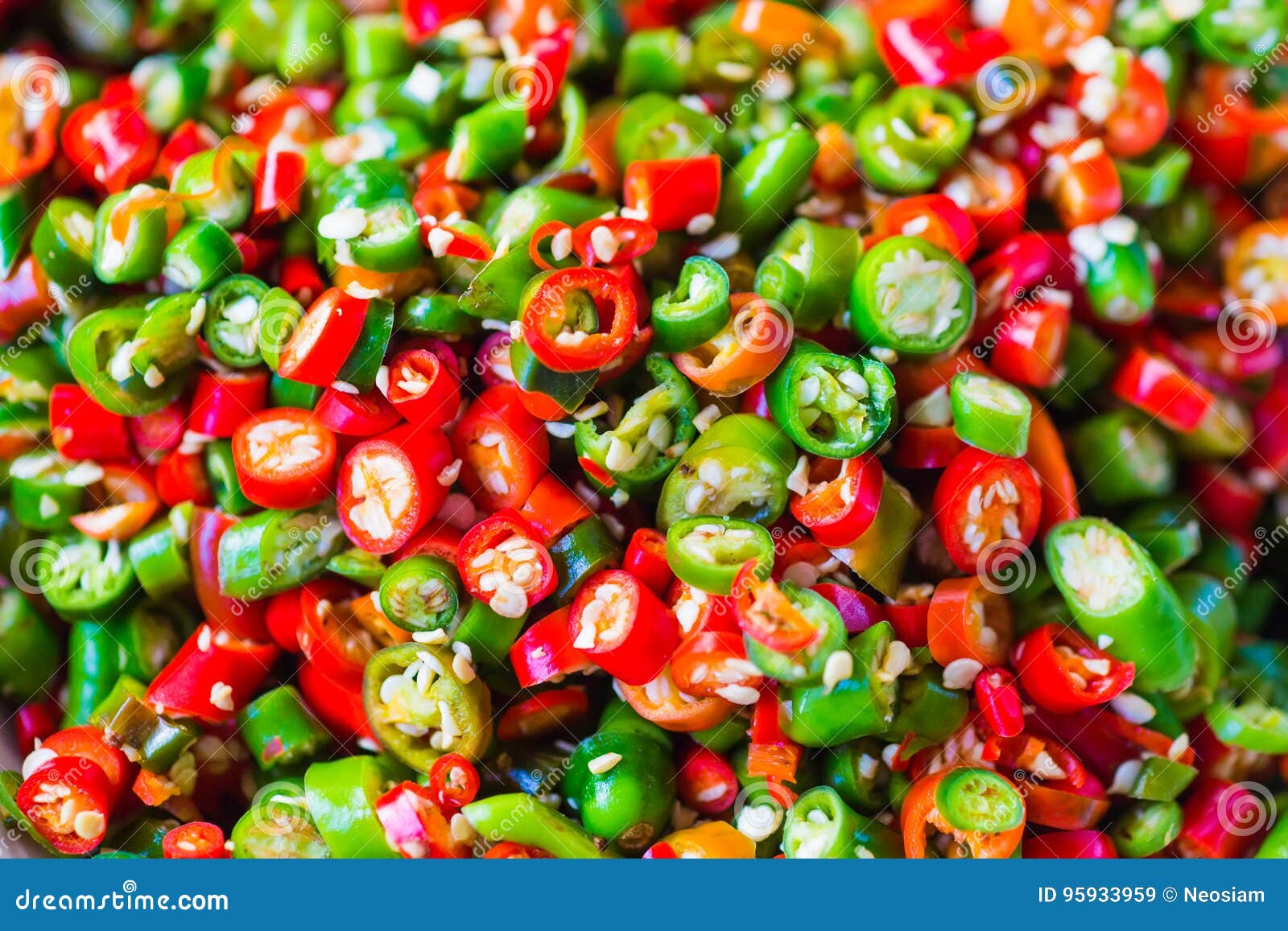 Chopped Chilli Peppers at a Market Stock Image - Image of location ...