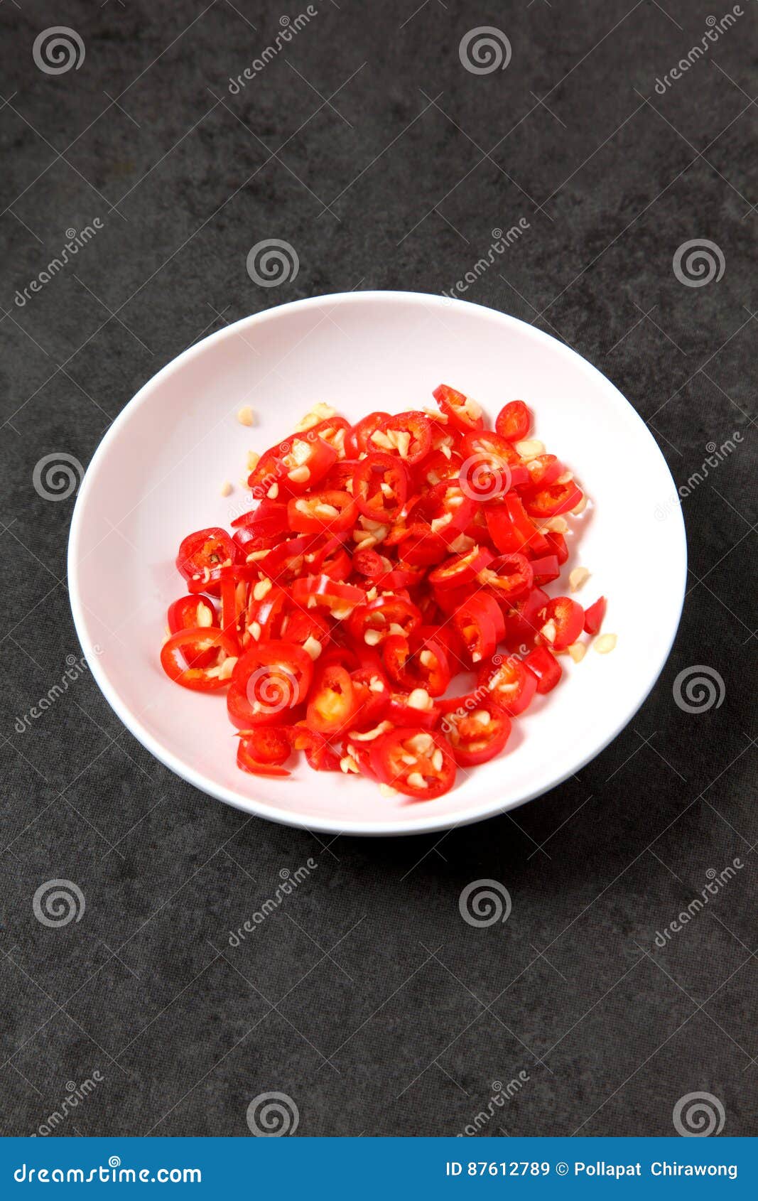 Chopped Chilli in the Small Bowl Stock Image - Image of spice, chopped ...