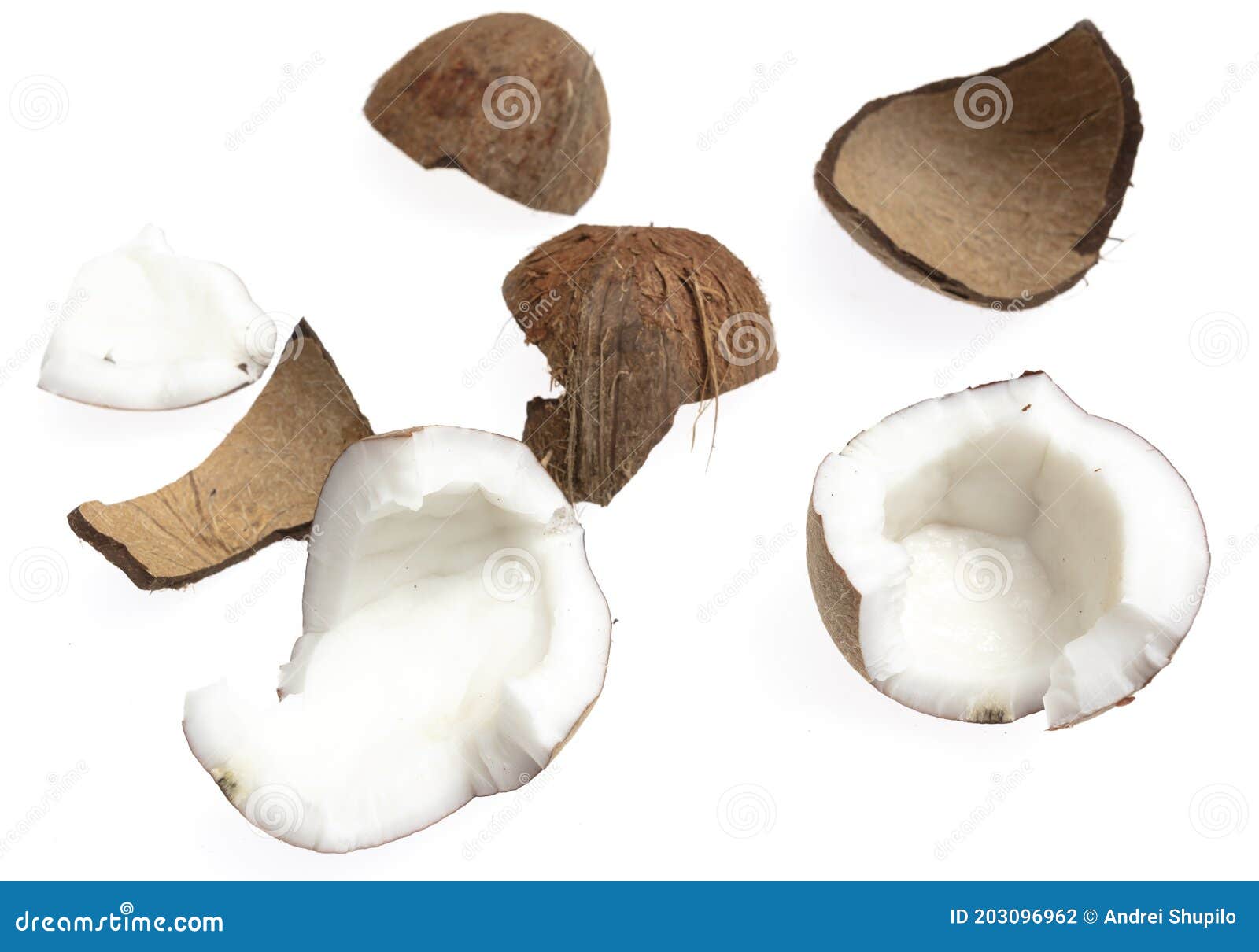Chopped Coconut Isolated on a White Stock Photo - Image of closeup ...