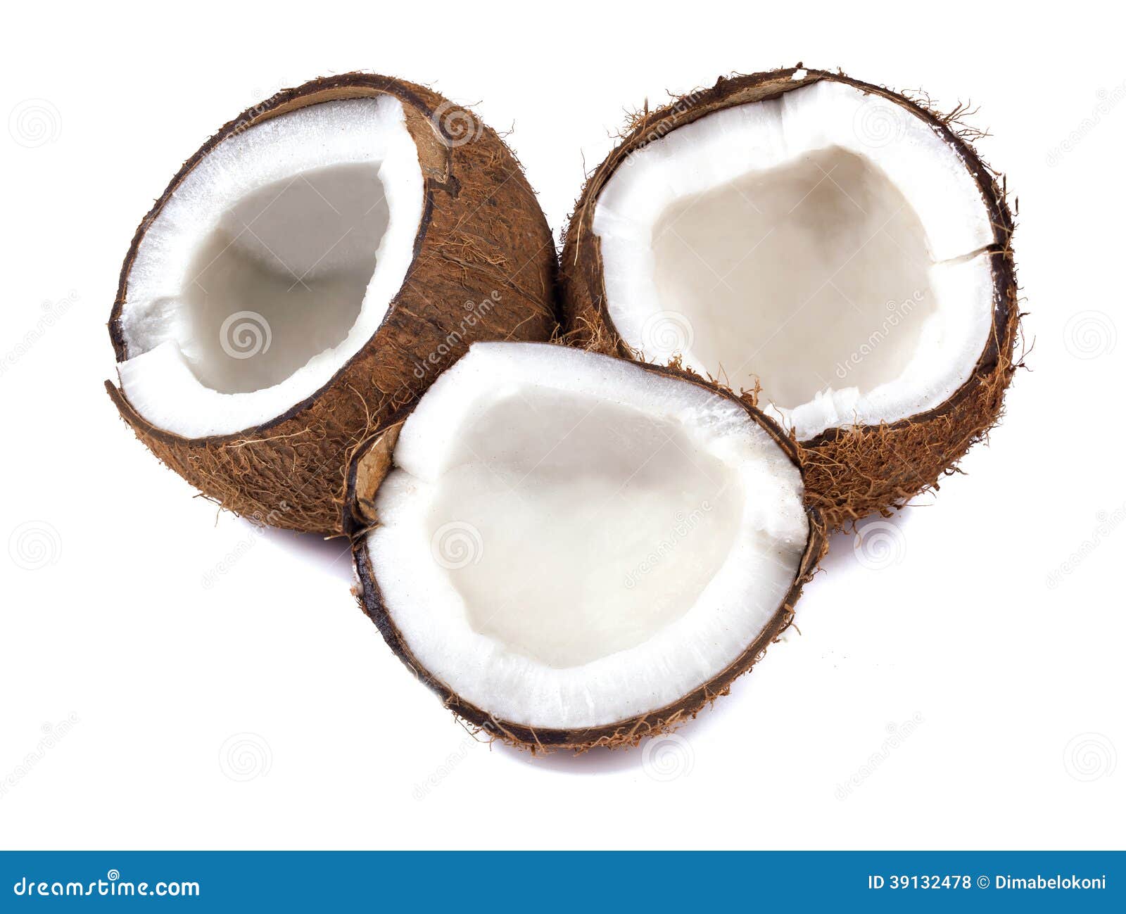 Chopped coconut on white stock photo. Image of open, tropical - 39132478