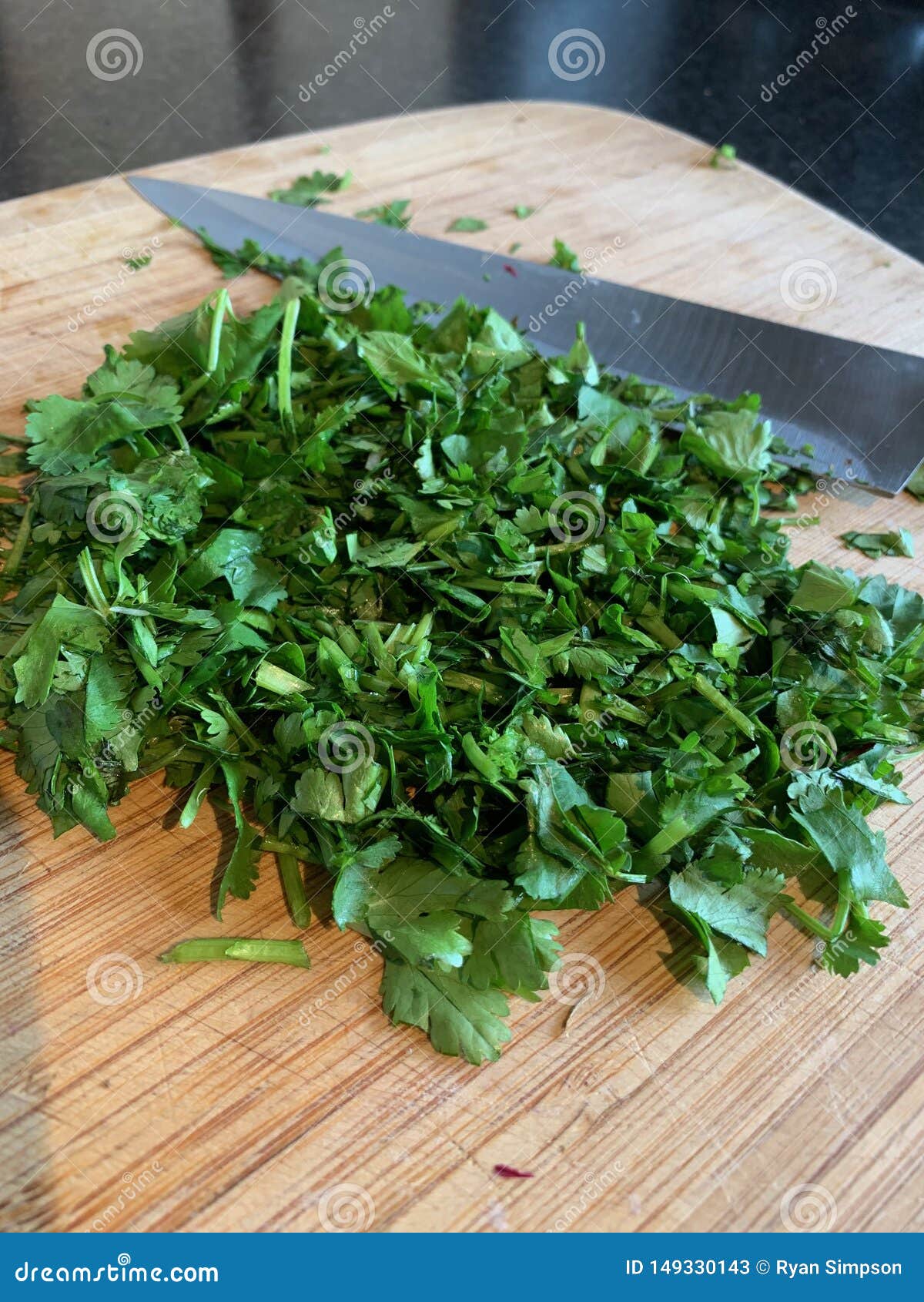 Chopped Coriander Herb on a Wooden Board Stock Image - Image of herb ...