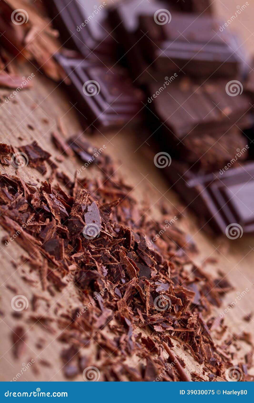 Chopped Dark Chocolate with Cocoa Stock Image - Image of sweet ...