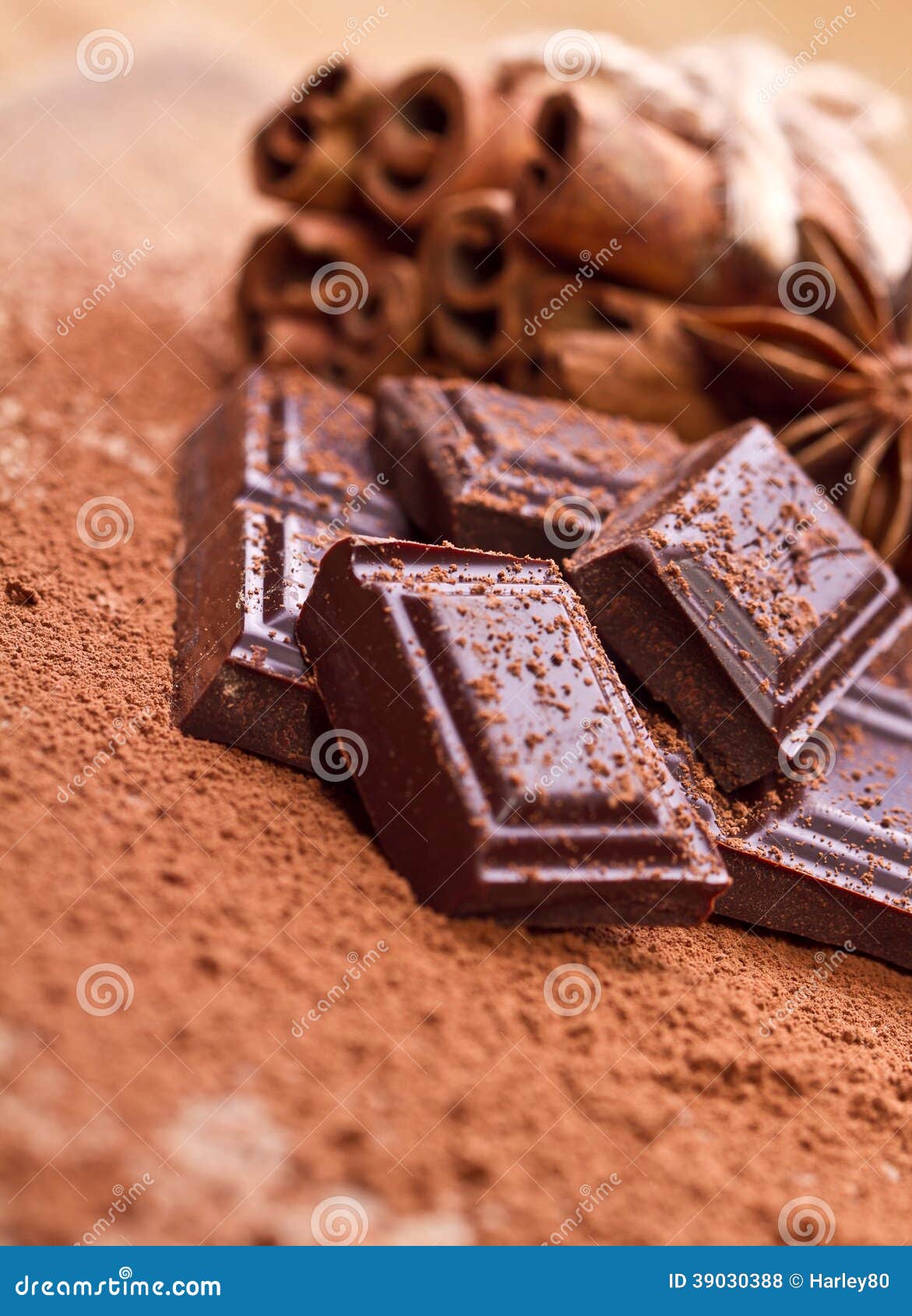Chopped Dark Chocolate with Cocoa Stock Photo - Image of grounded ...