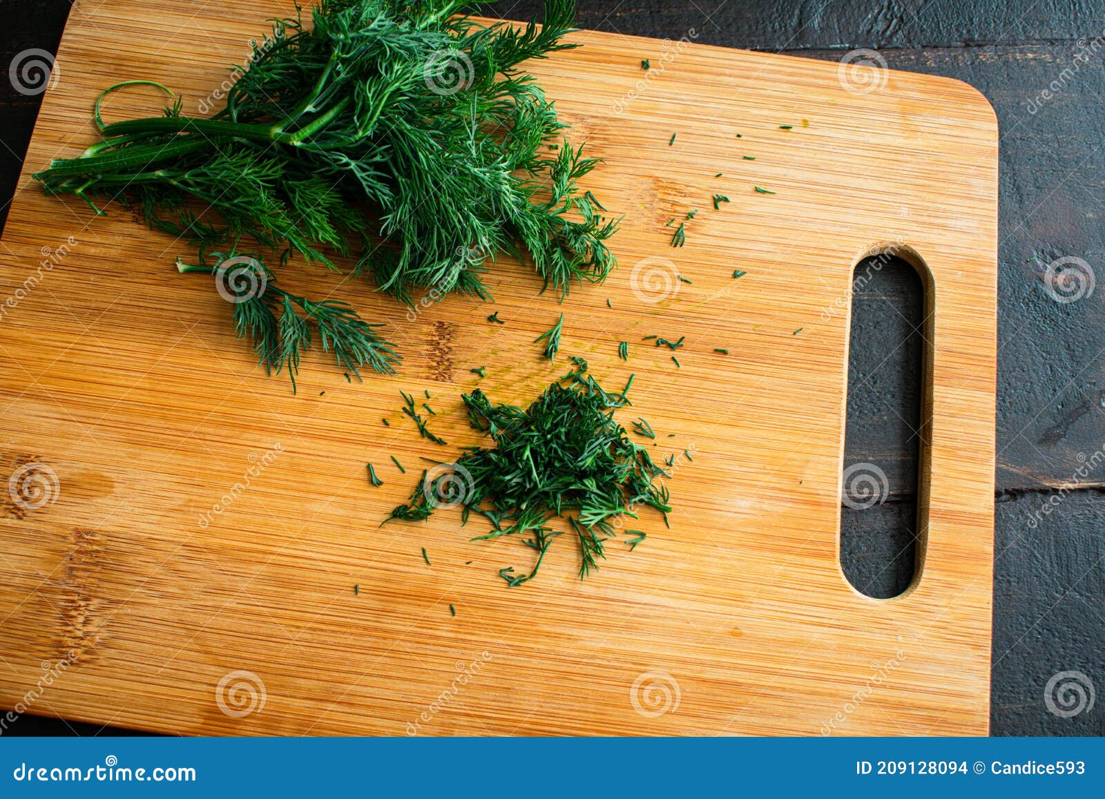 Chopped Dill on a Bamboo Cutting Board Stock Photo - Image of ...