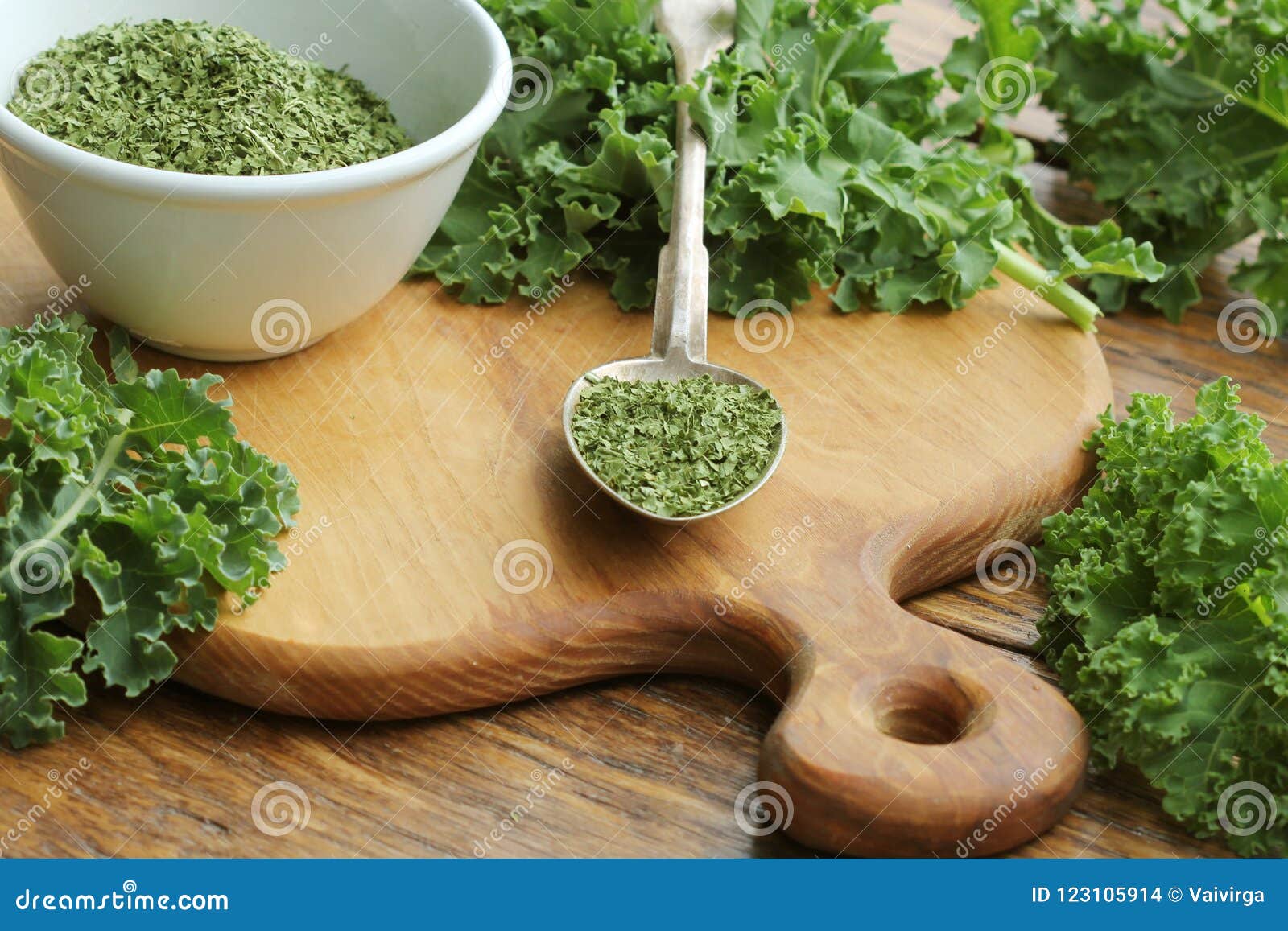 Chopped Dry Kale Leaves on Rustic Background Stock Photo - Image of ...