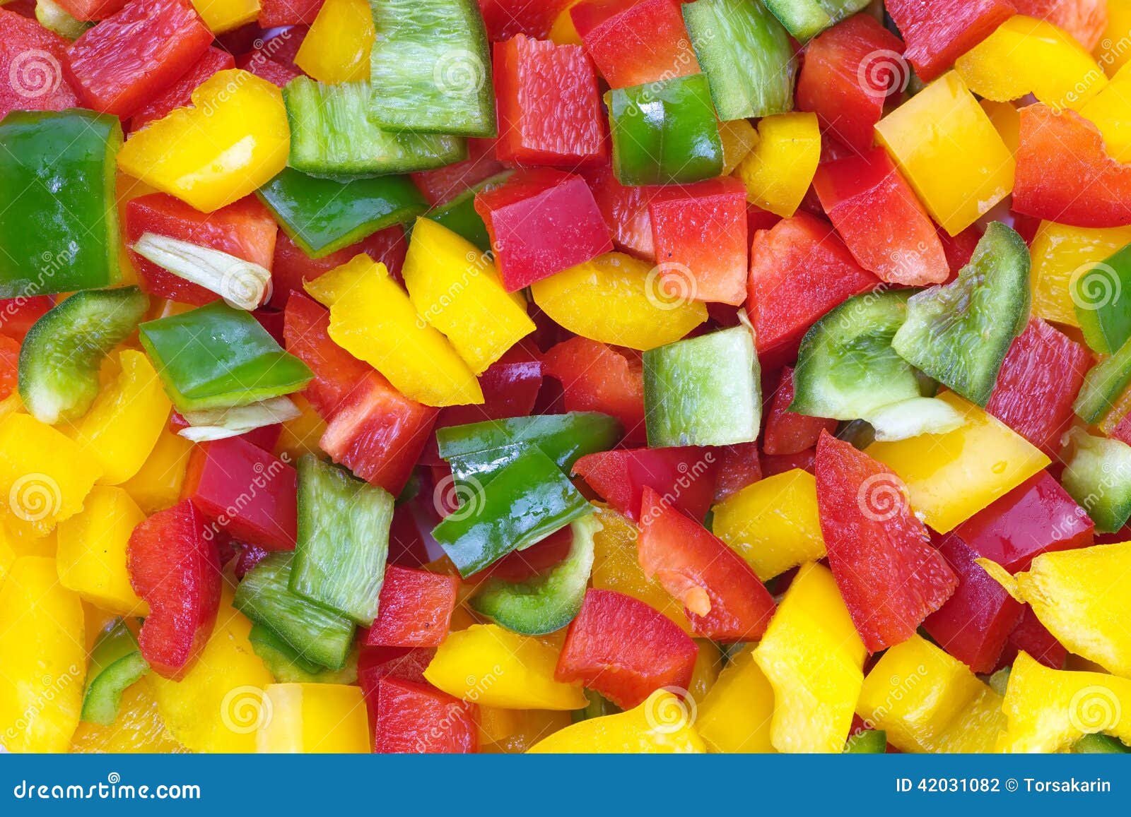 Chopped Fresh Colored Bell Pepper Stock Photo - Image of orange ...