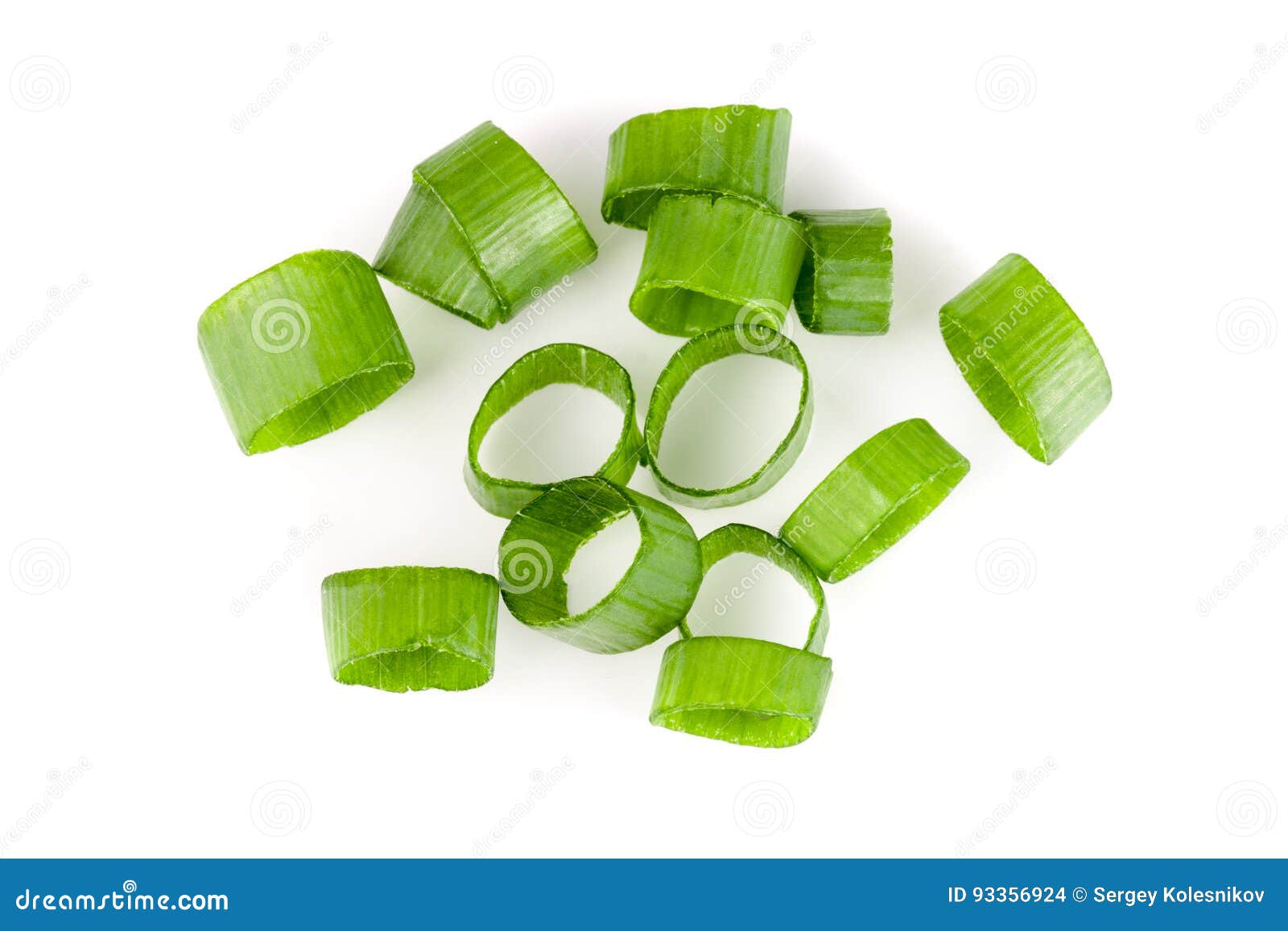 Chopped Fresh Green Onions Isolated on White Background. Top View Stock ...