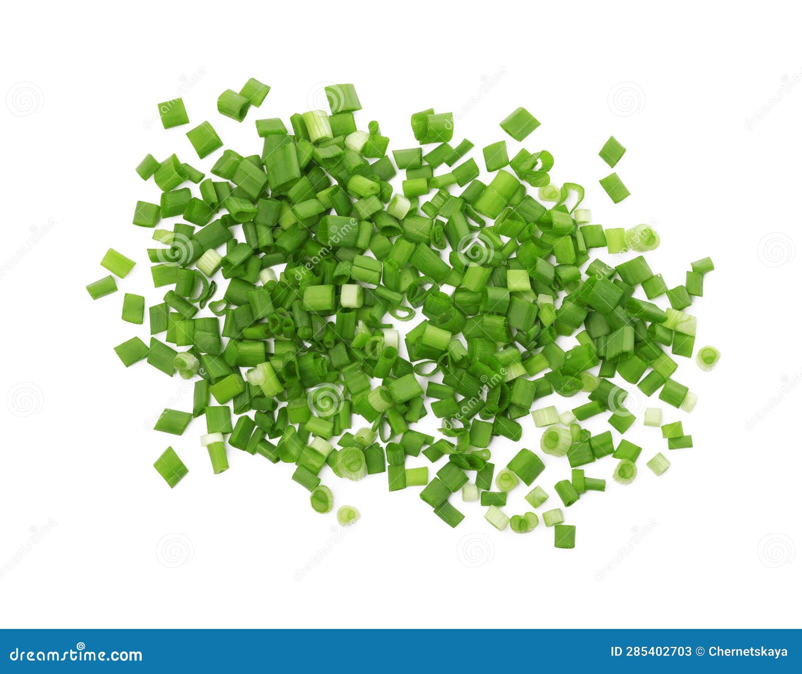 Chopped Fresh Green Onions on White Background, Top View Stock Image ...