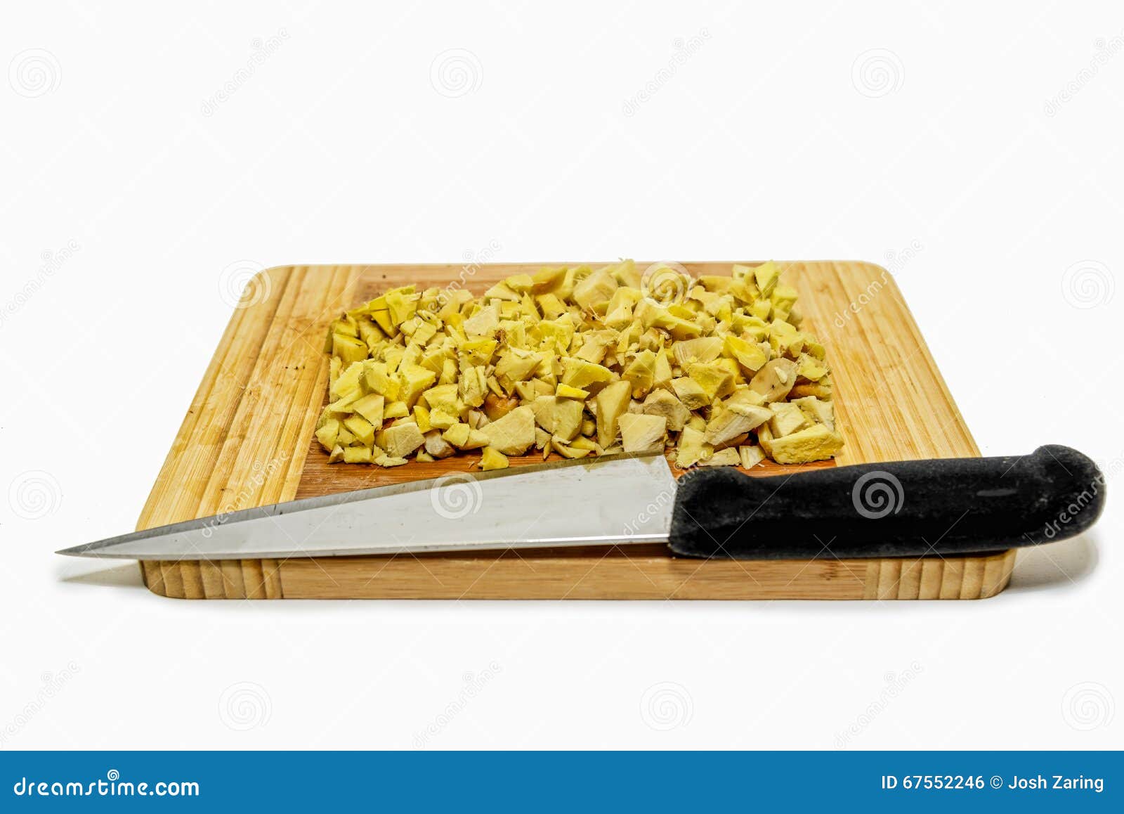 Chopped Ginger Root with Cutting Block and Knife Stock Photo - Image of ...