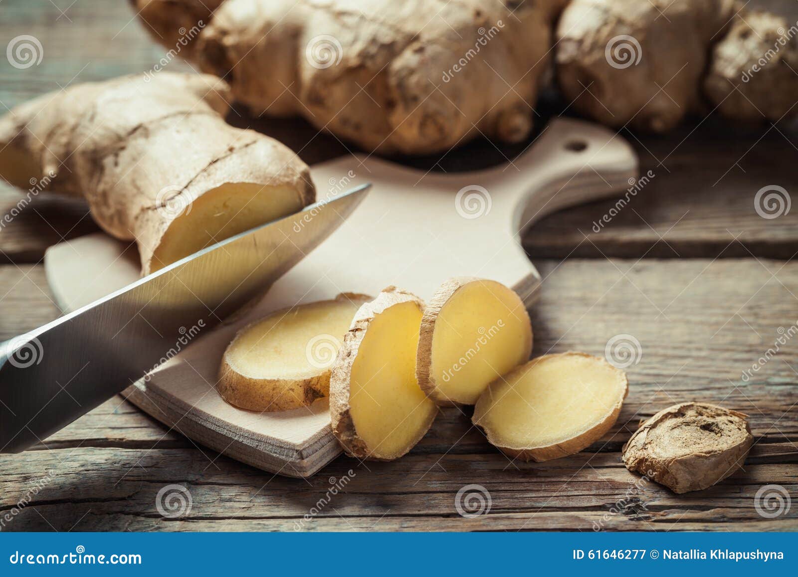 Chopped Ginger Root on Cutting Board Stock Image - Image of rustical ...
