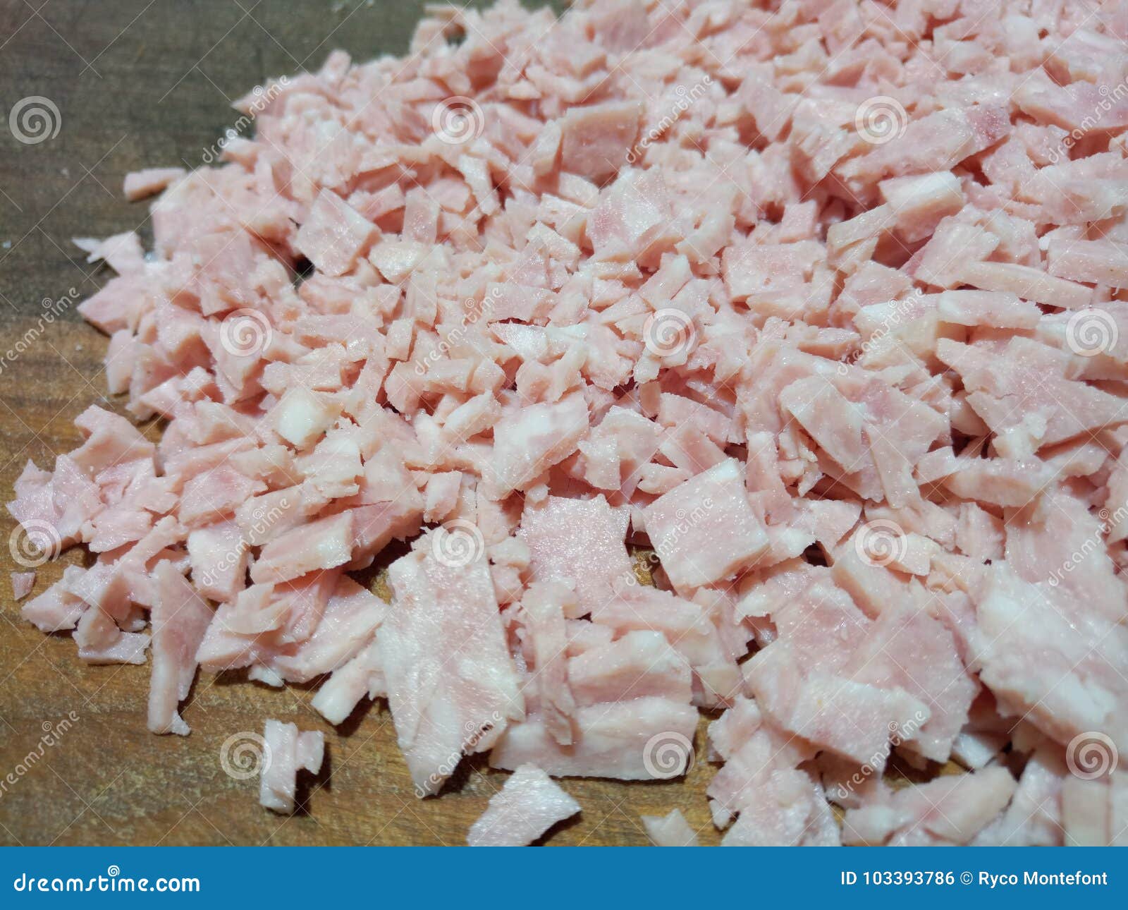 Chopped Ham on Wooden Surface Stock Photo - Image of surface, wooden ...