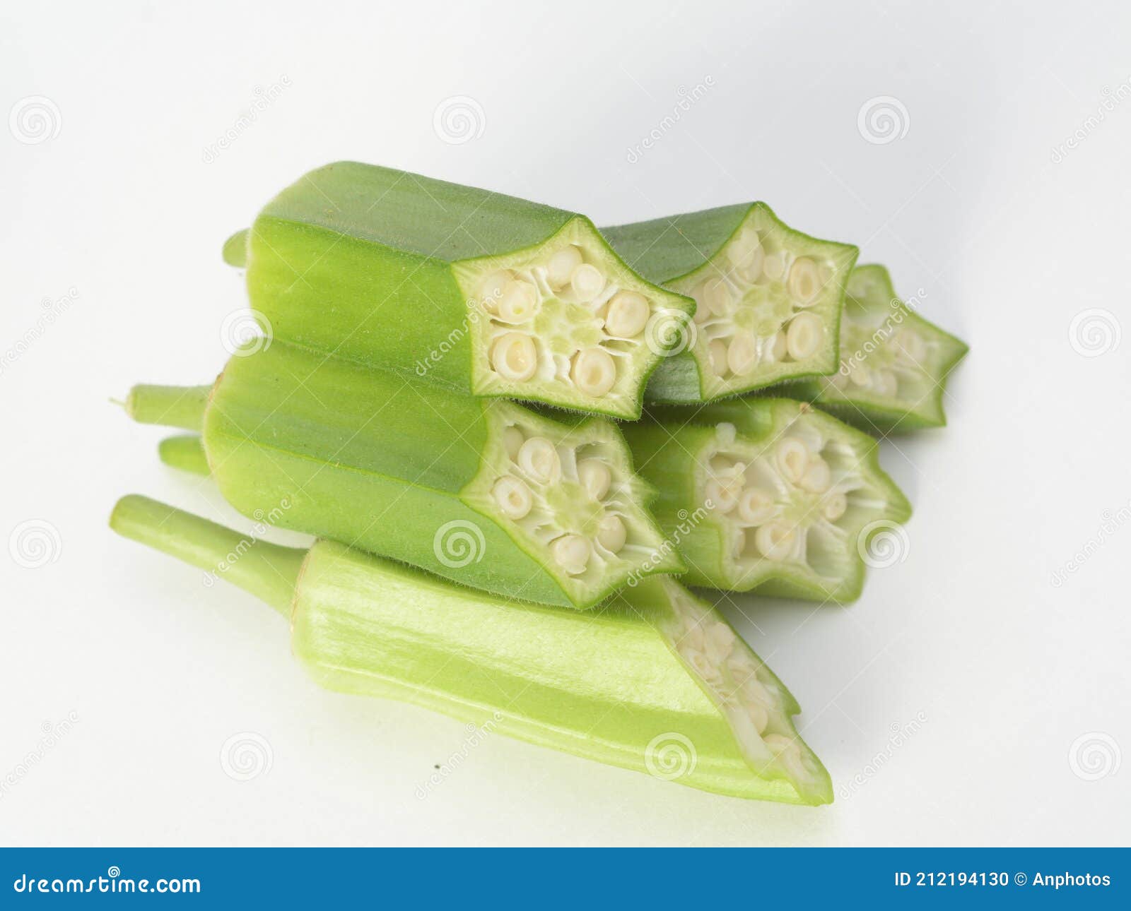 Chopped Okra on white stock photo. Image of cooking - 212194130