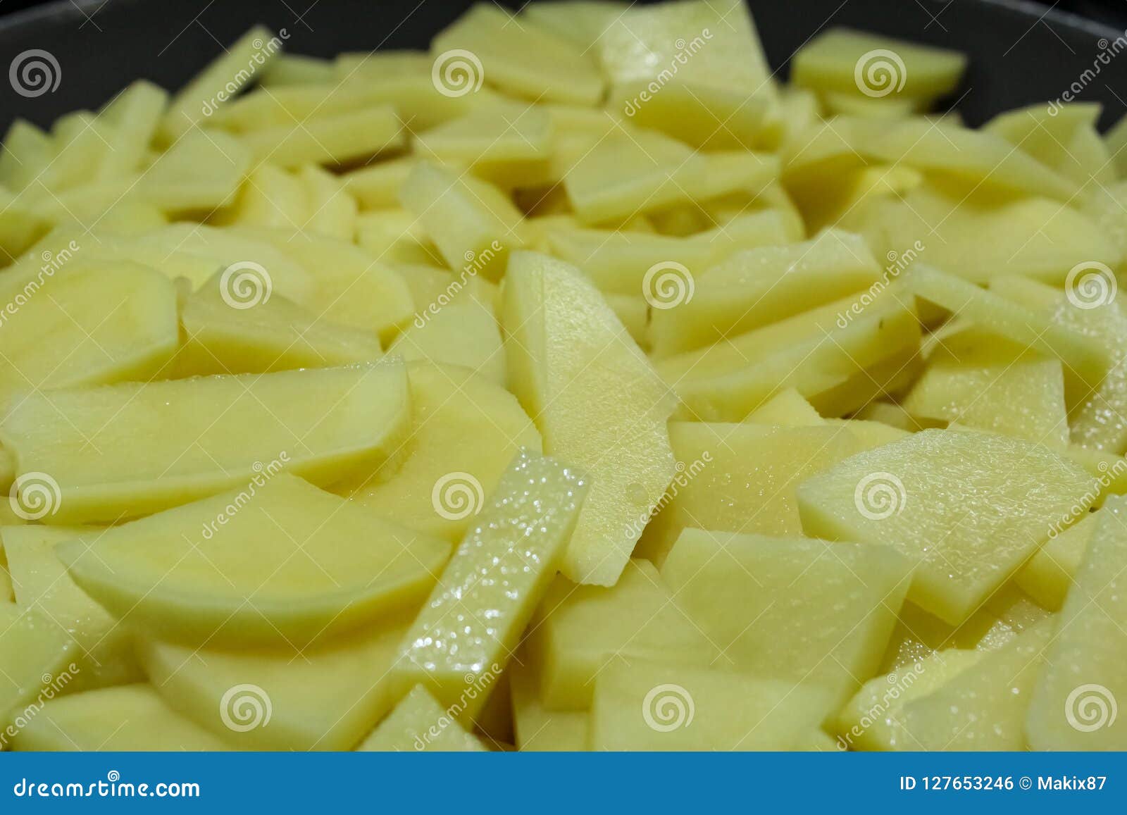 Chopped potato slices. stock photo. Image of texture - 127653246