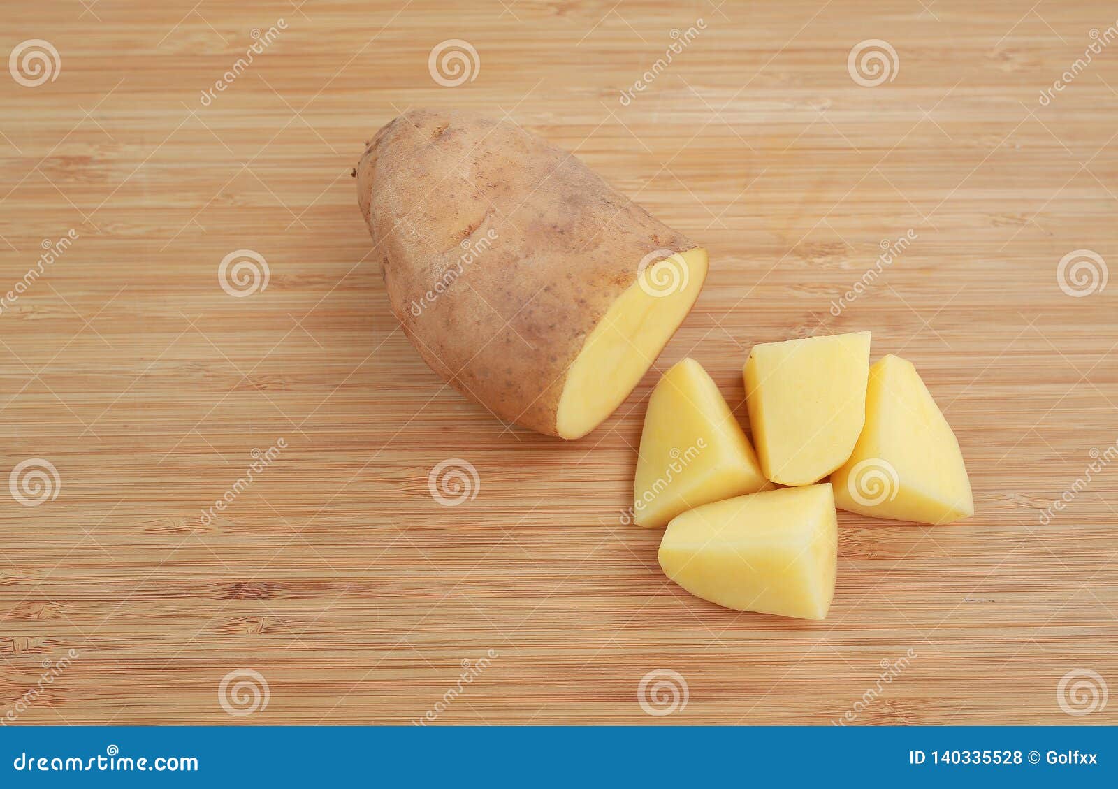 Chopped Potatoes on Wood Board Stock Photo - Image of color, nutrition ...