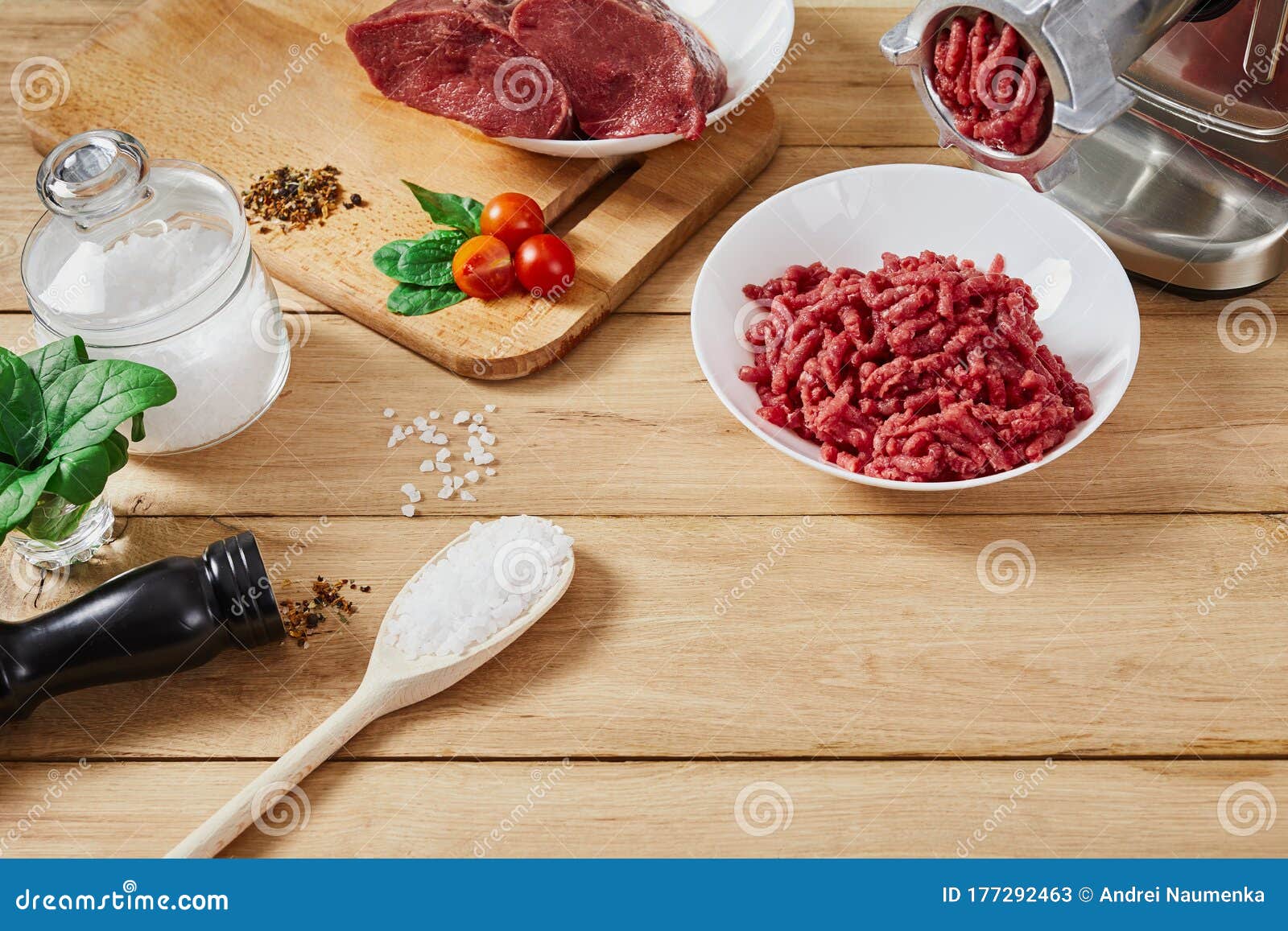 Chopped Raw Meat and Ground Beef . the Process of Preparing Forcemeat ...