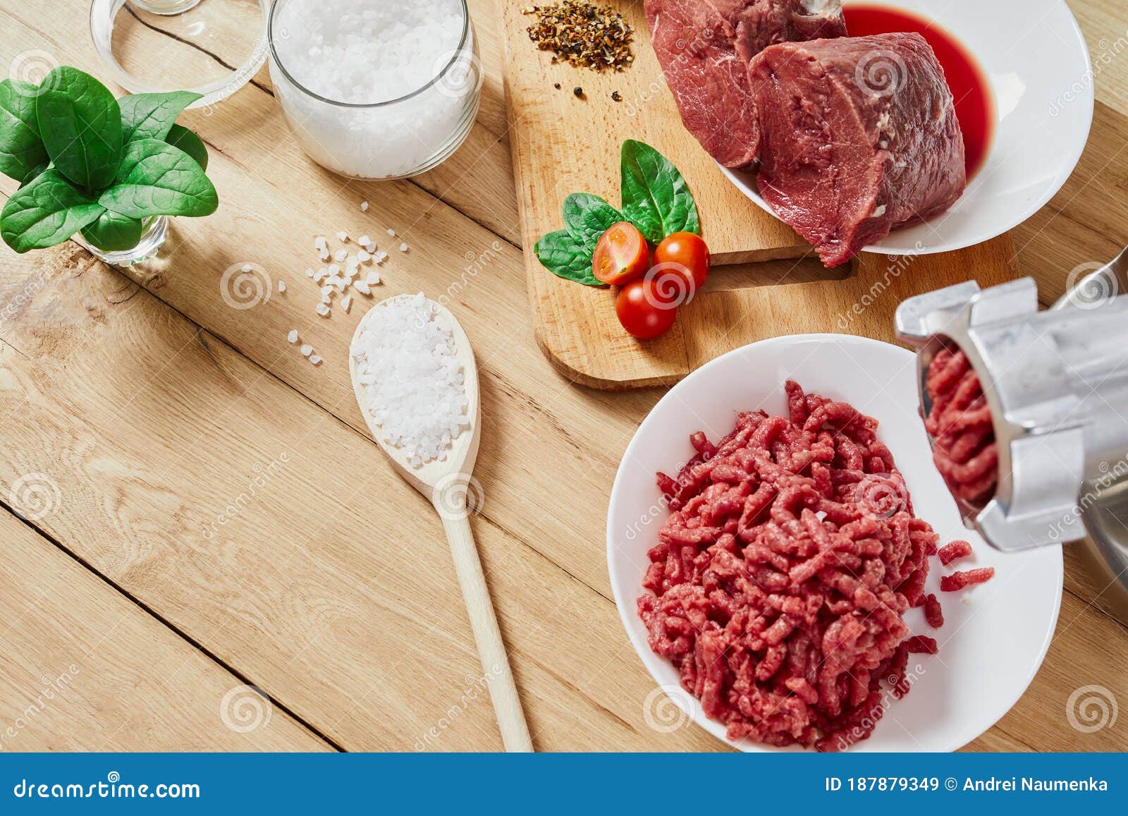 Chopped Raw Meat and Ground Beef . the Process of Preparing Forcemeat ...