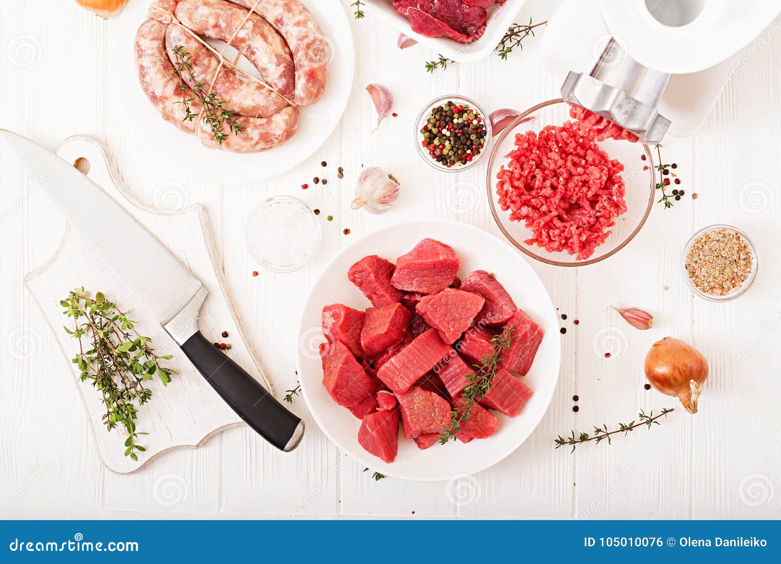 Chopped Raw Meat. the Process of Preparing Forcemeat by Means of a Meat ...