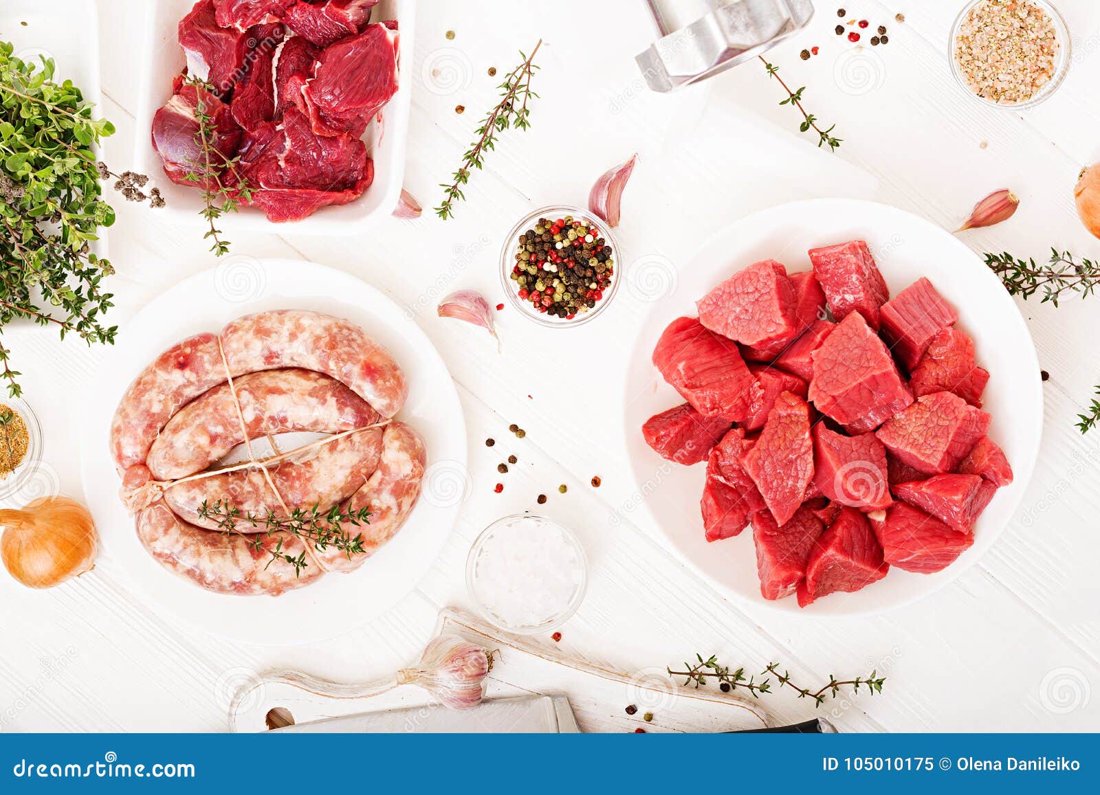 Chopped Raw Meat. the Process of Preparing Forcemeat by Means of a Meat ...