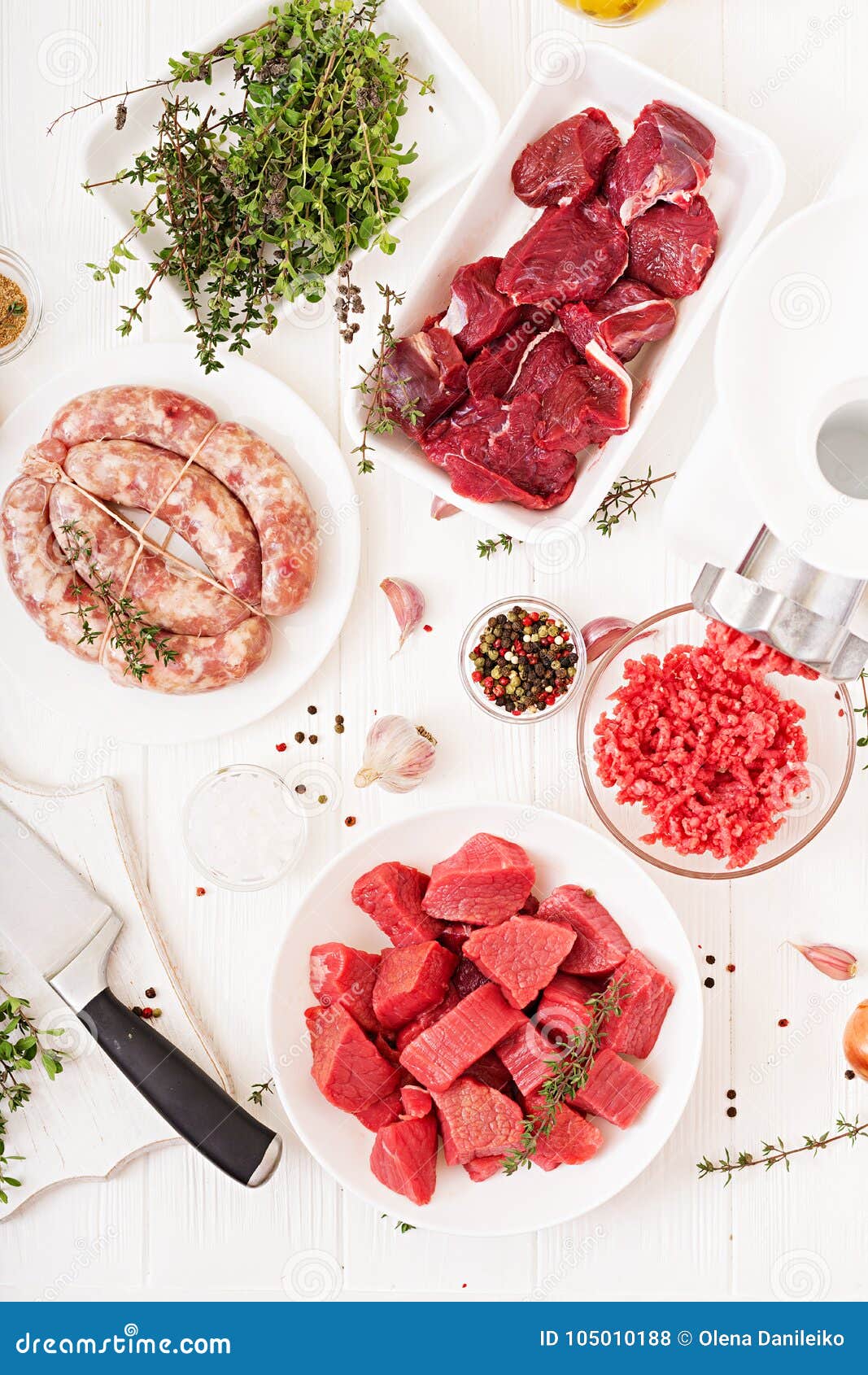 Chopped Raw Meat. the Process of Preparing Forcemeat by Means of a Meat ...
