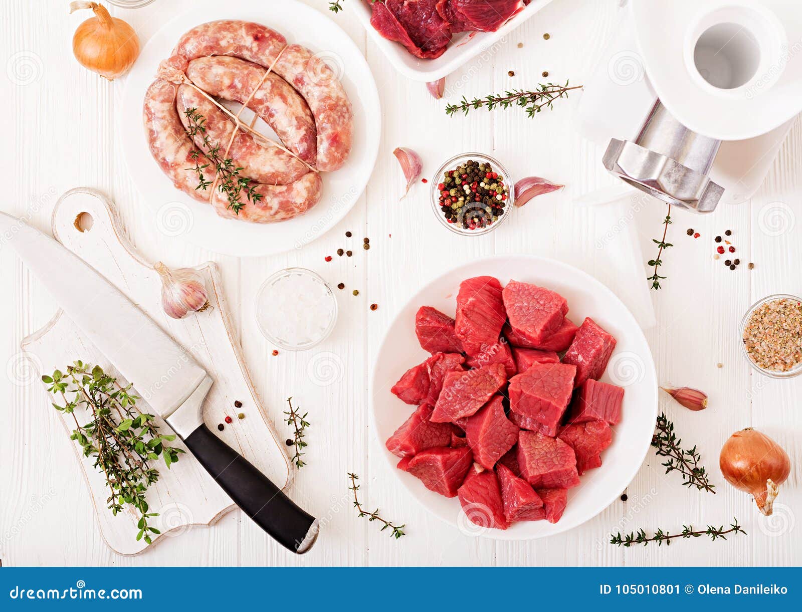 Chopped Raw Meat. the Process of Preparing Forcemeat by Means of a Meat ...