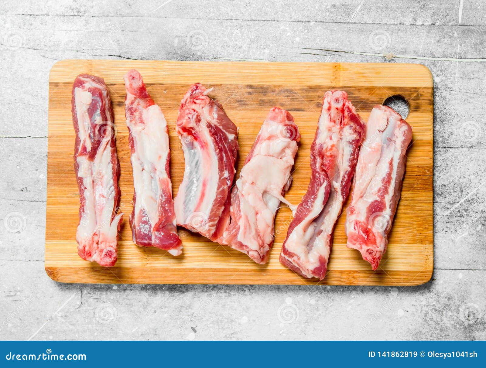 Chopped Raw Ribs on Cutting Board Stock Image - Image of white, lamb ...