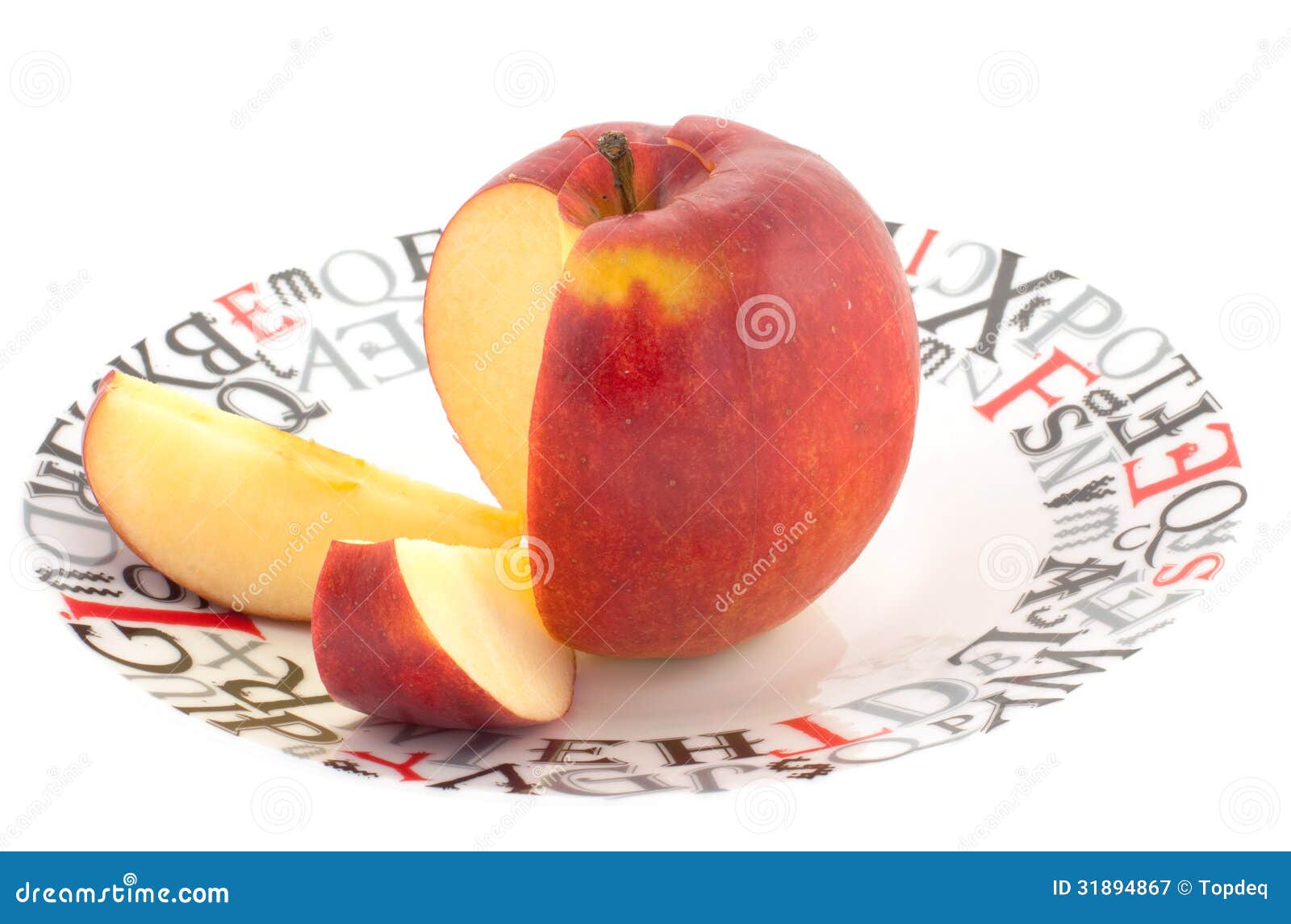 Chopped Red Apple on a Dish Stock Image - Image of ripe, wellbeing ...
