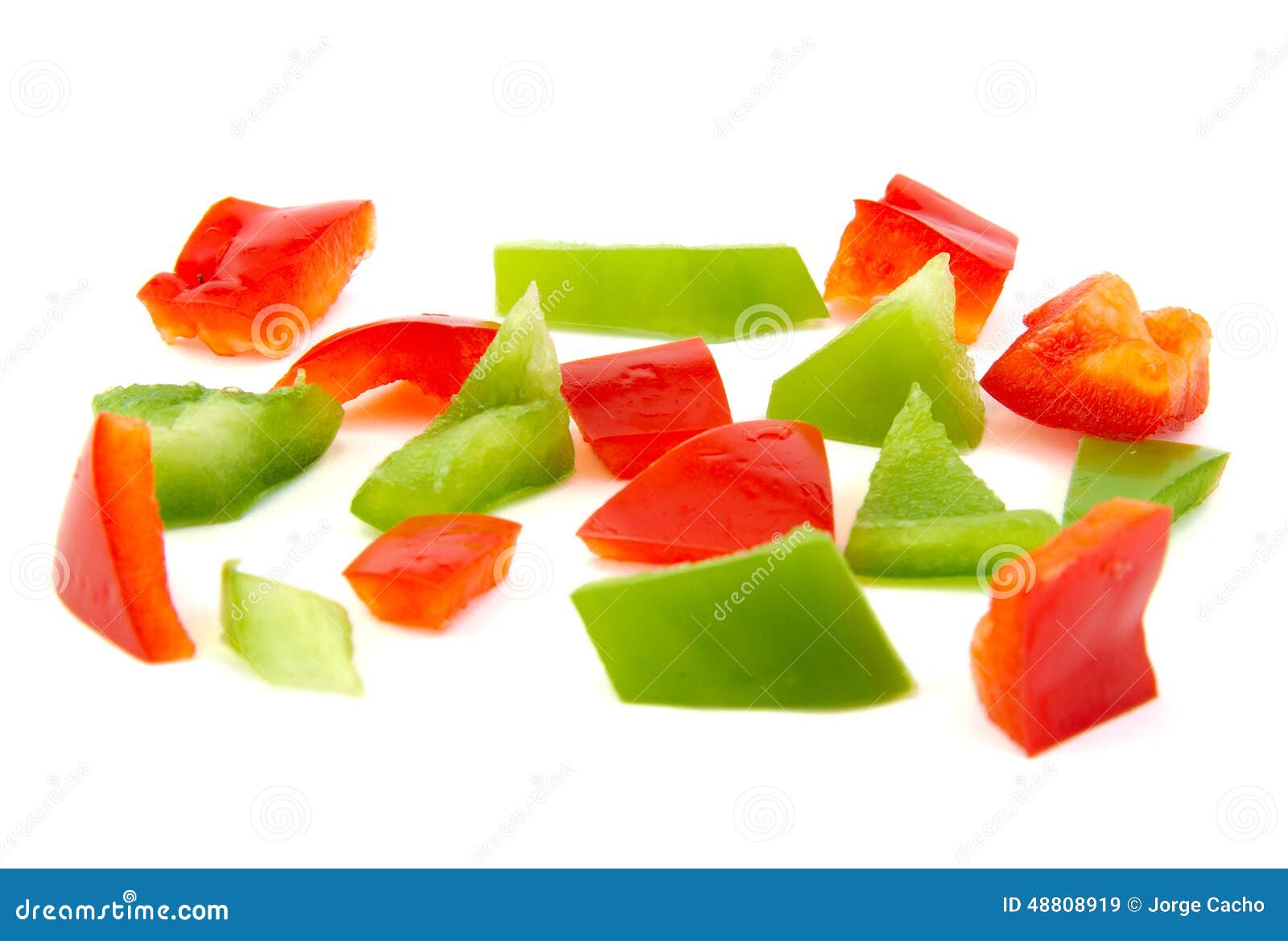 Chopped Red and Green Pepper on White Background. Stock Image - Image ...