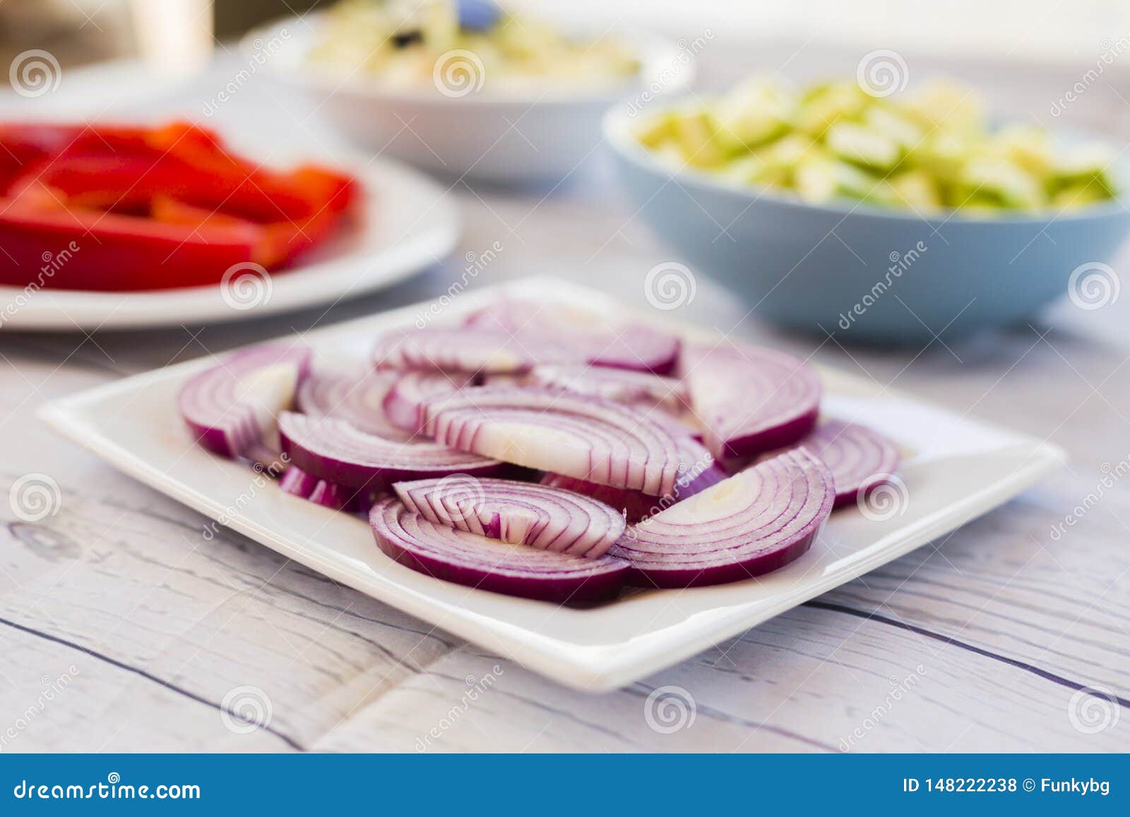 Chopped Red Onion Plate Close on the Table Stock Photo - Image of ...