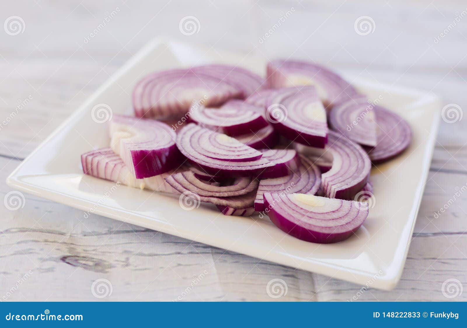 Chopped Red Onion Plate Close on the Table Stock Image - Image of ...