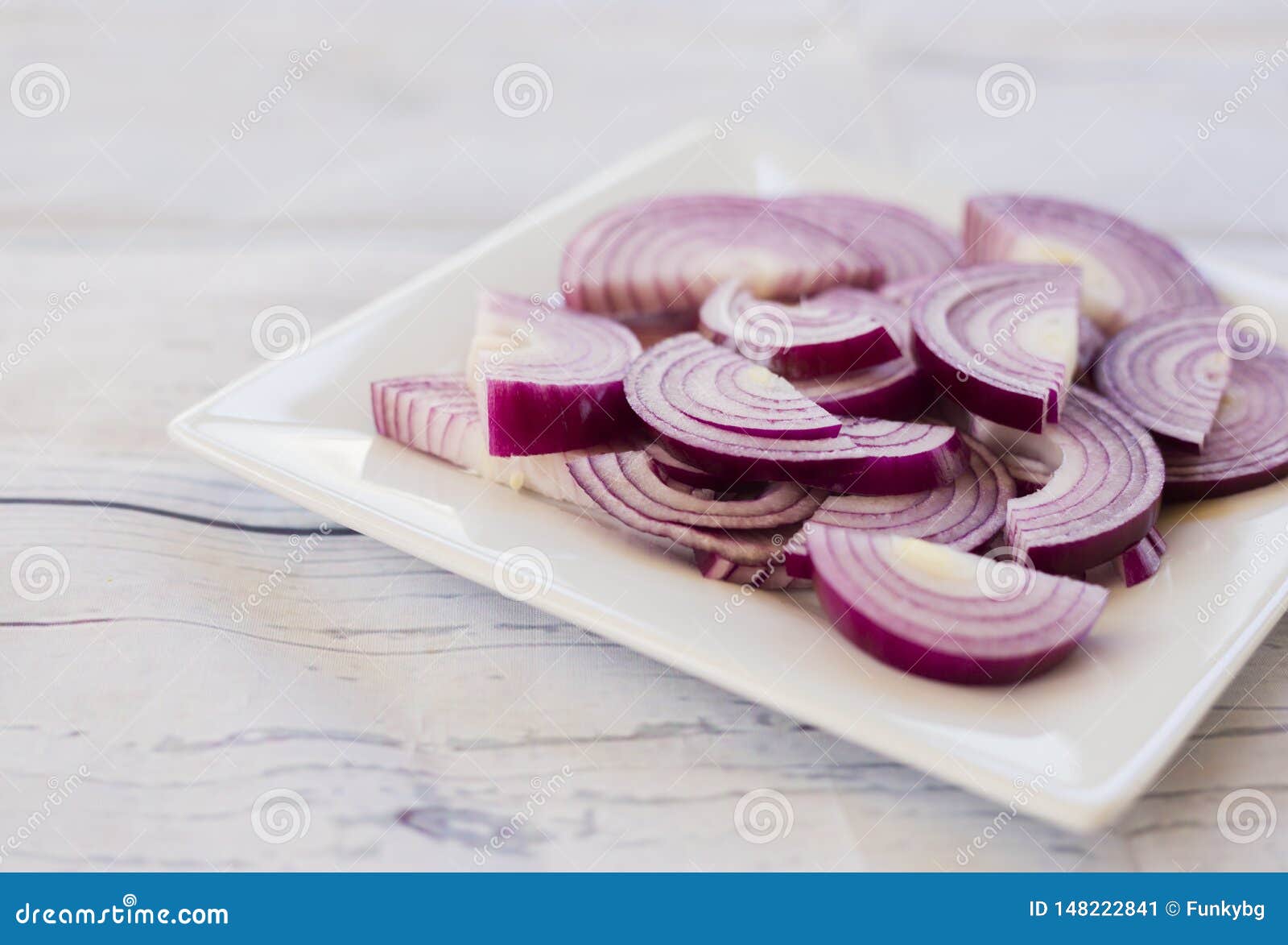 Chopped Red Onion Plate Close on the Table Stock Image - Image of close ...