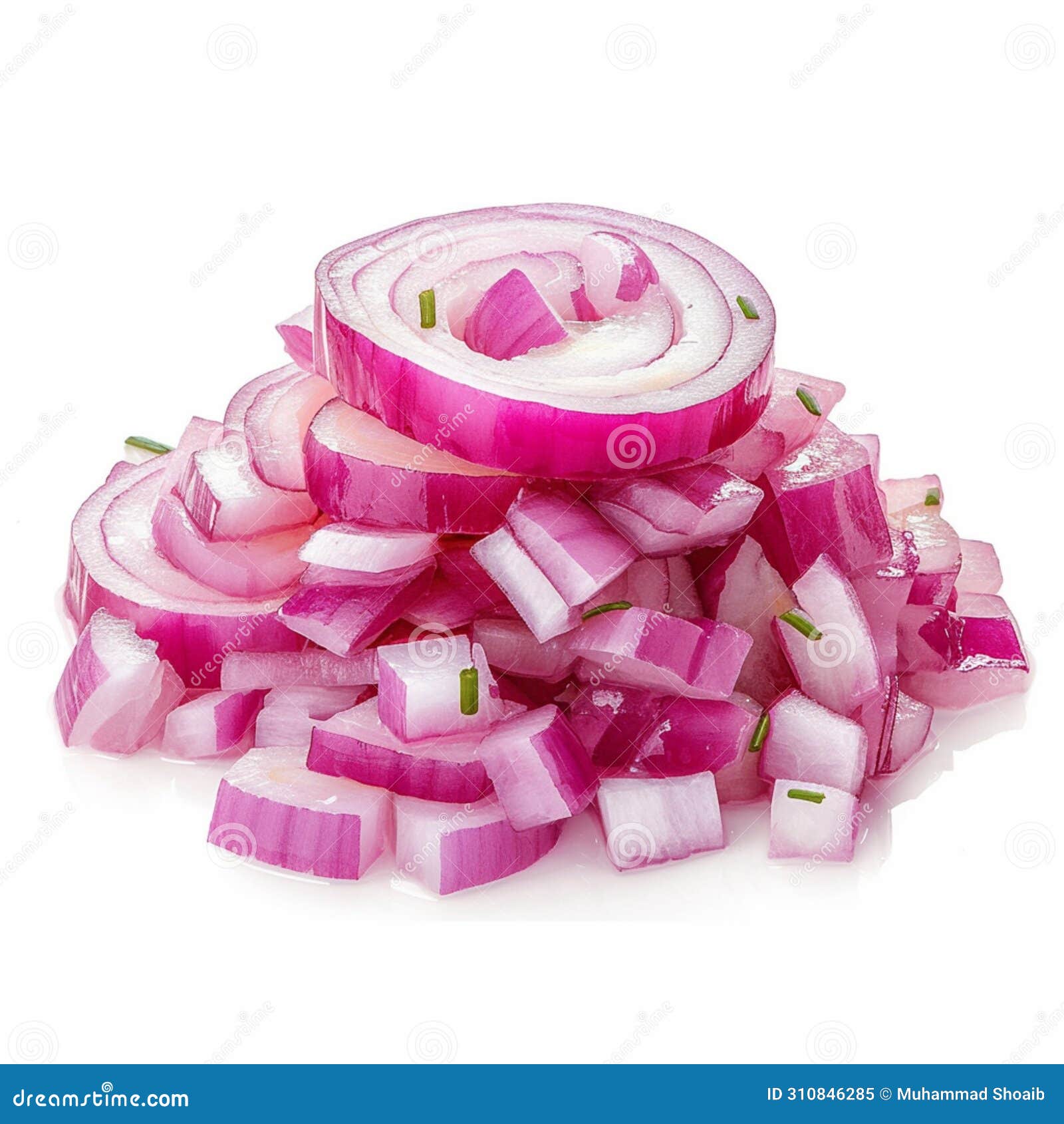 Chopped Red Onion Stack Isolated on White Background with Clipping ...