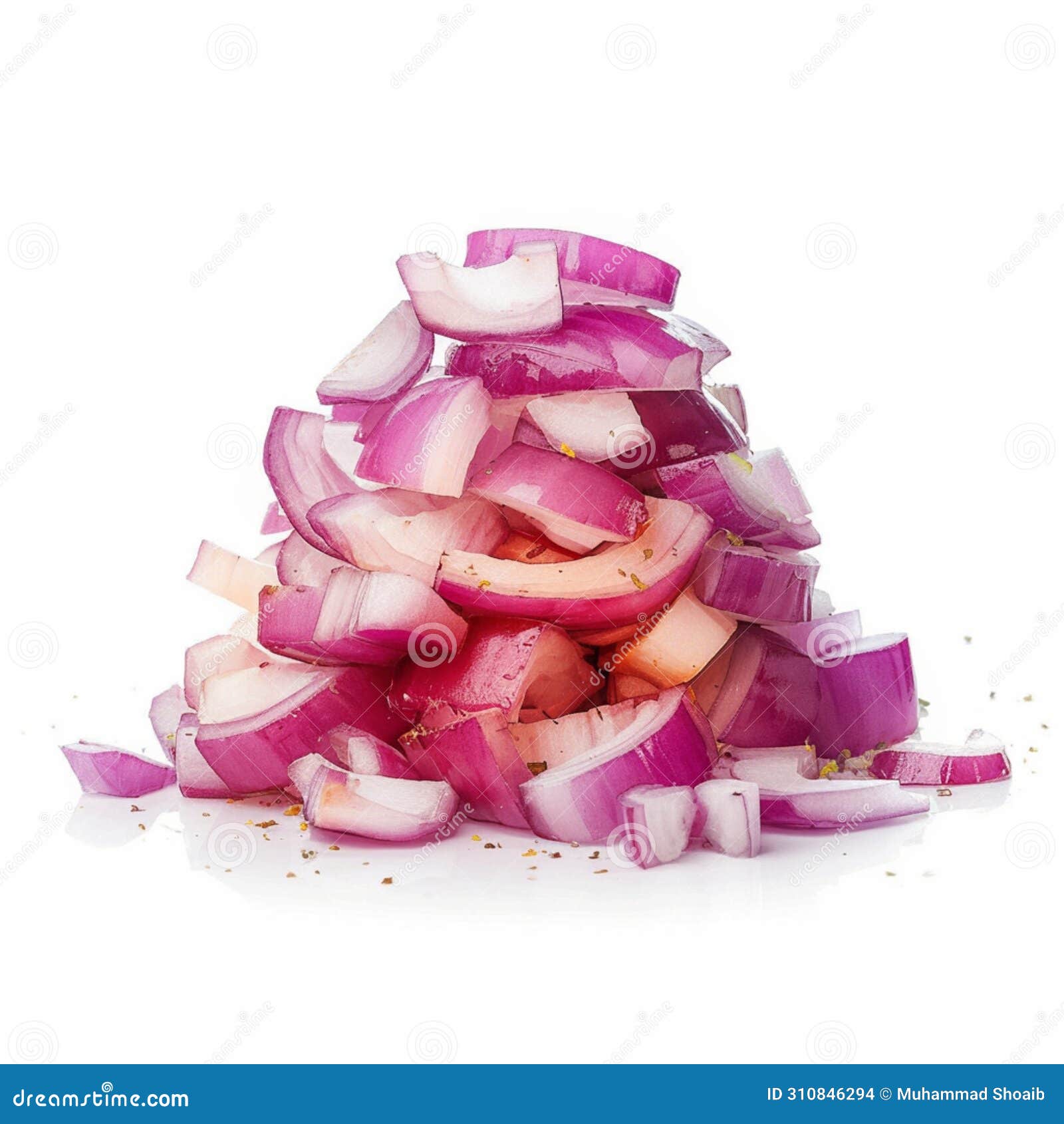 Chopped Red Onion Stack Isolated on White Background with Clipping ...