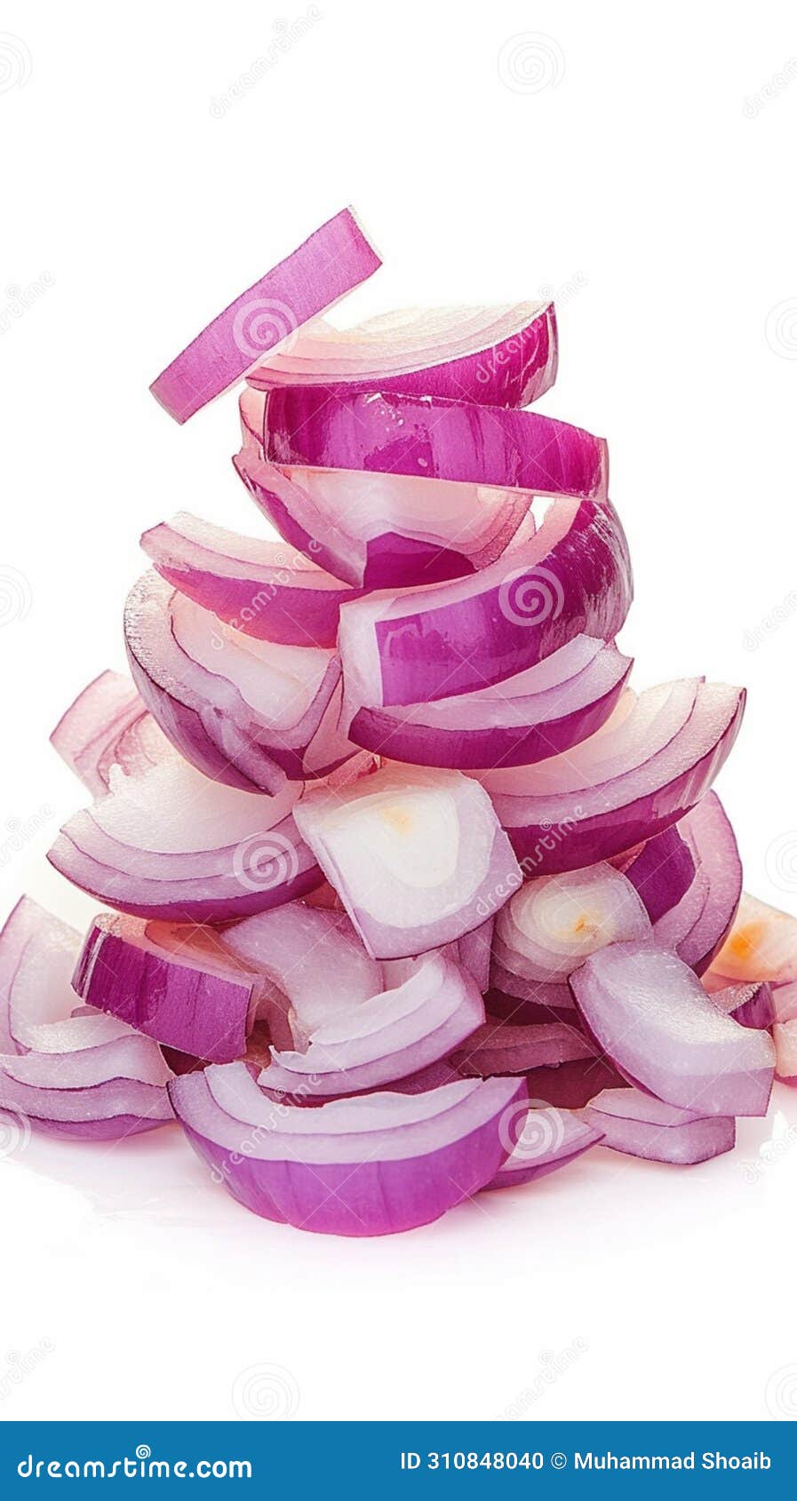 Chopped Red Onion Stack Isolated on White Background with Clipping ...