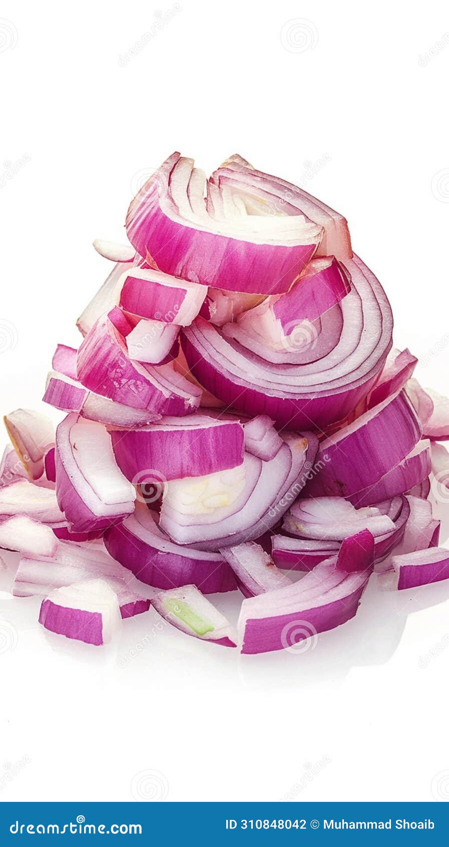 Chopped Red Onion Stack Isolated on White Background with Clipping ...
