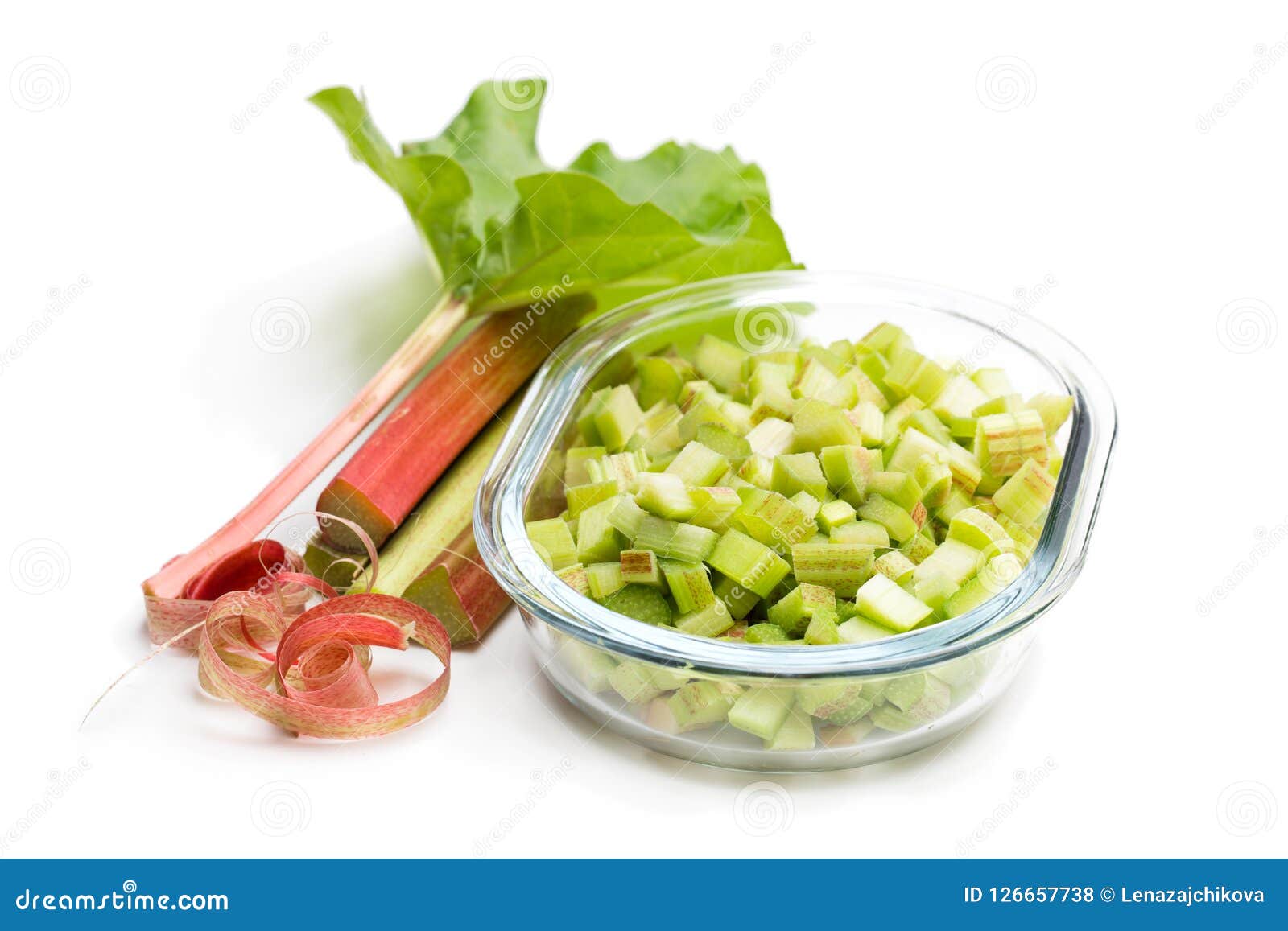 Chopped Rhubarb on White Background Stock Photo - Image of nutrition ...