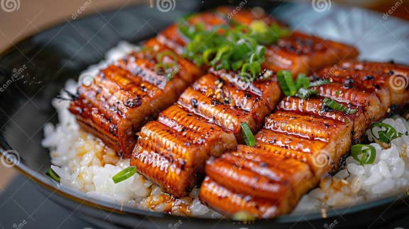 Chopped Roasted Eel on Rice. AI Generative Stock Illustration ...