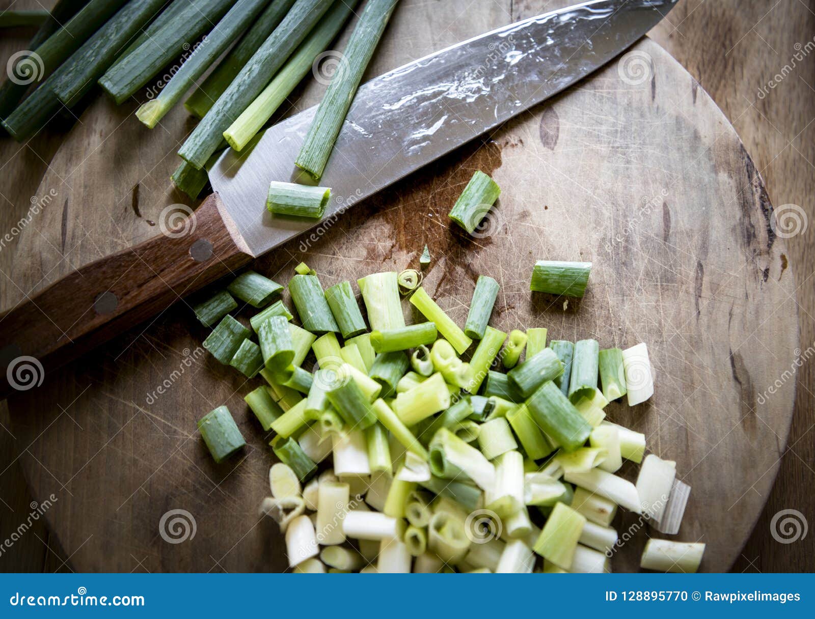 Chopped Scallion on a Cutting Board Stock Photo - Image of vegetable ...